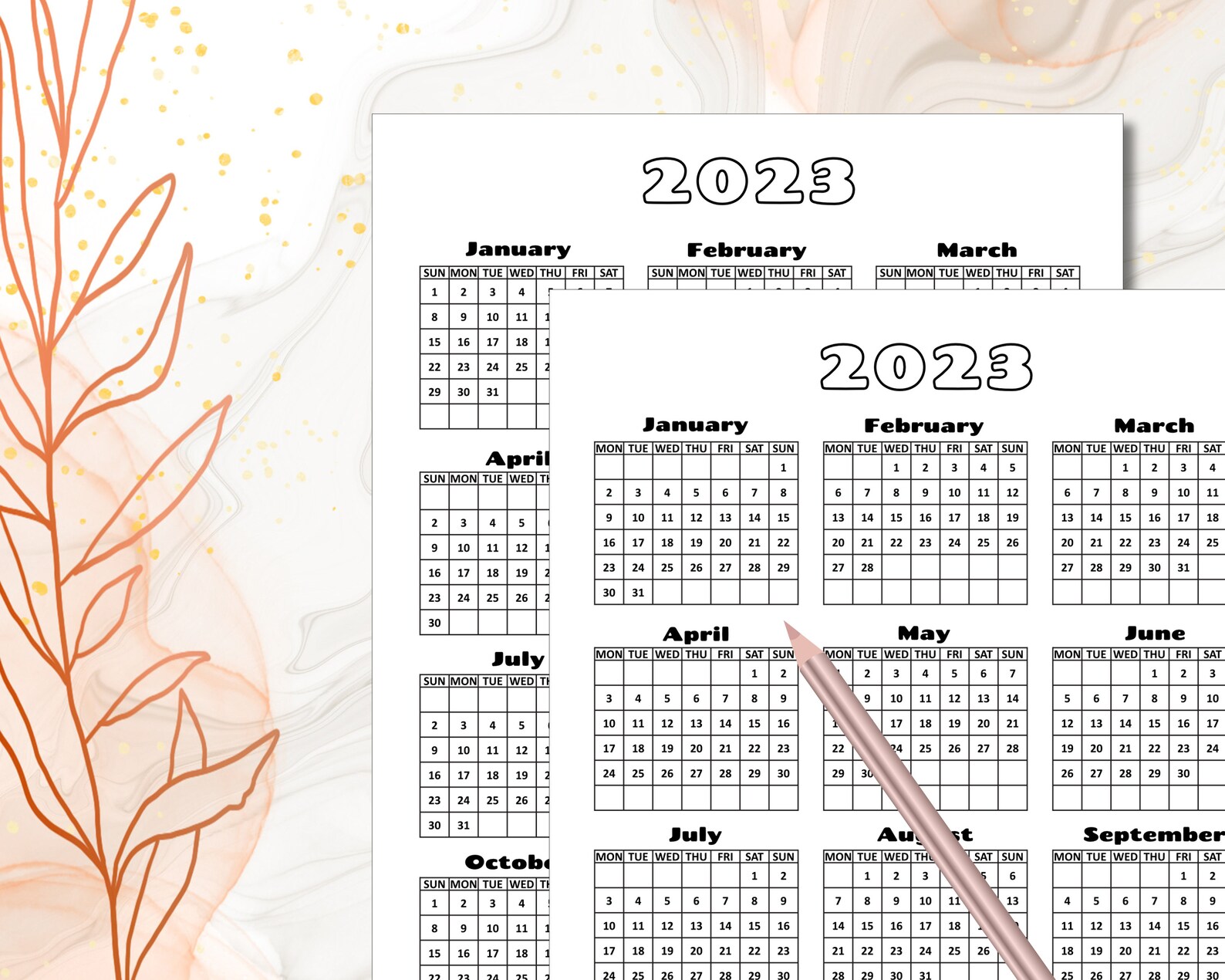 Printable 2023 Coloring Calendar Dated & Undated 1-page - Etsy Canada