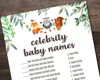Baby Animals Name Game Baby Shower Printable Woodland Baby - Etsy