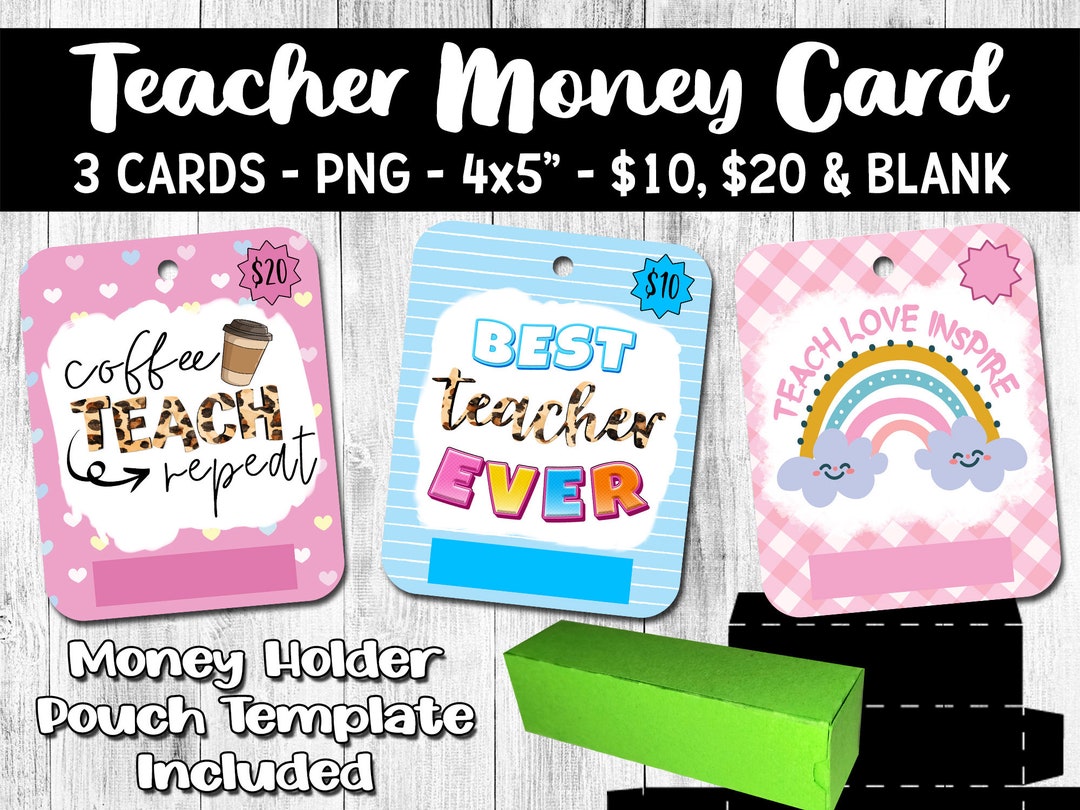 Teacher Money Card Teacher Card 3 Money Card PNG Designs - Etsy