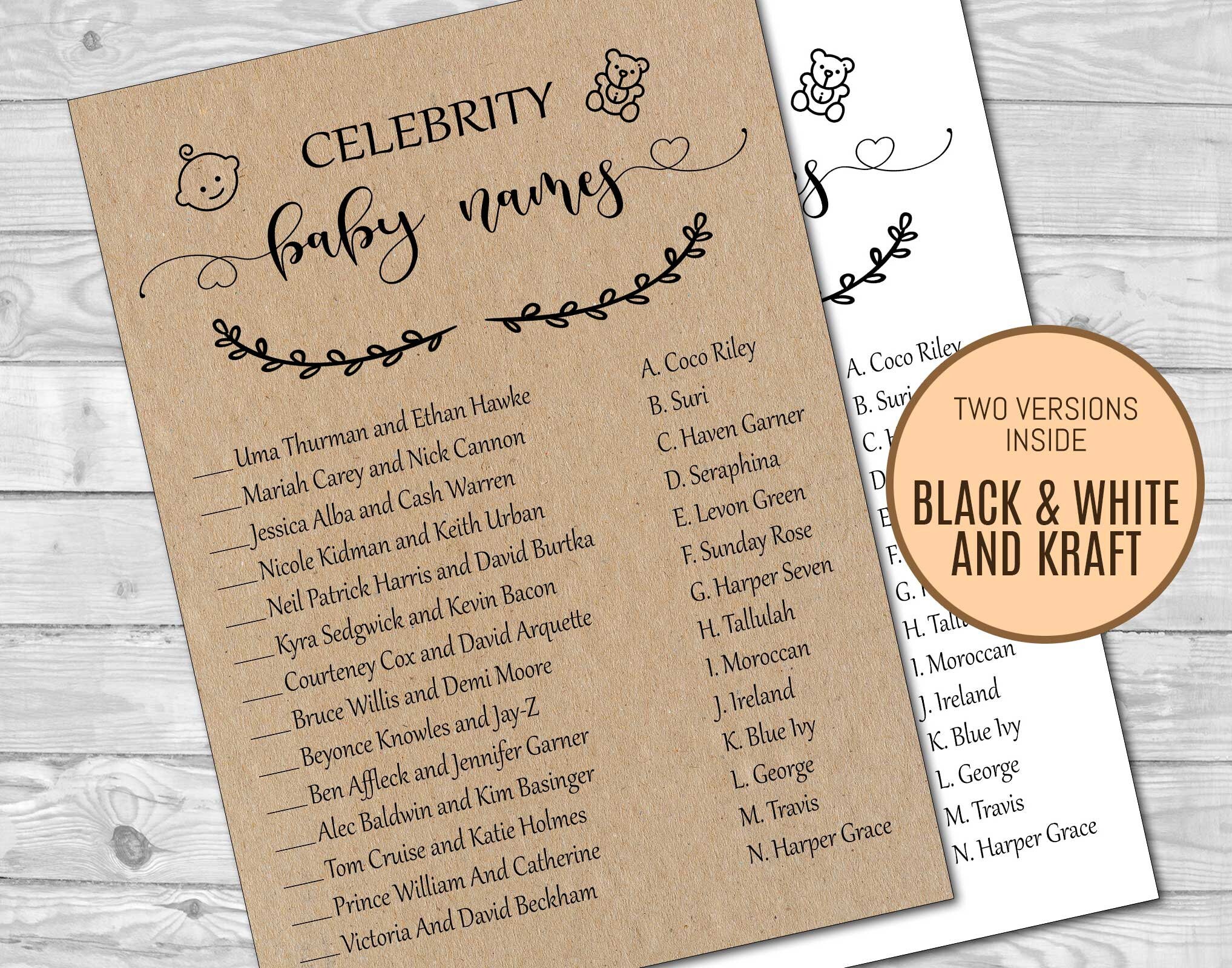 Paper & Party Supplies Party Favors & Games Baby Shower Games Kraft ...