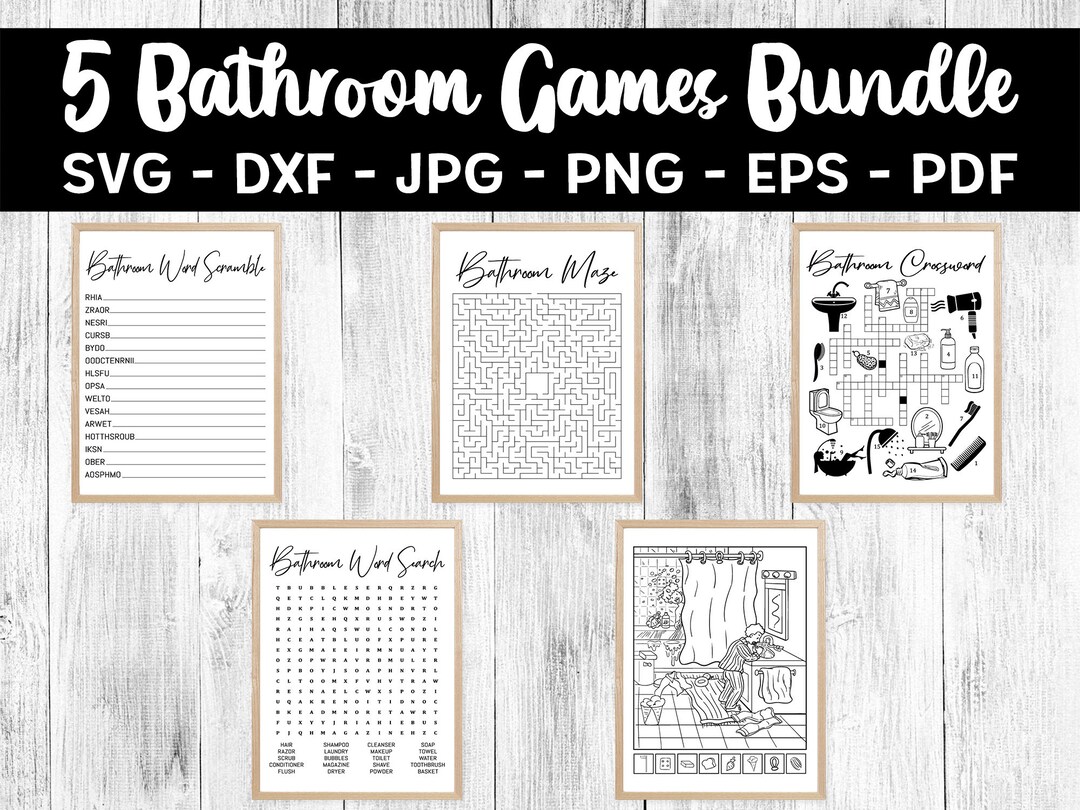 5 Bathroom Games Bundle, Forgot Your Phone Bathroom Puzzles, Bathroom ...