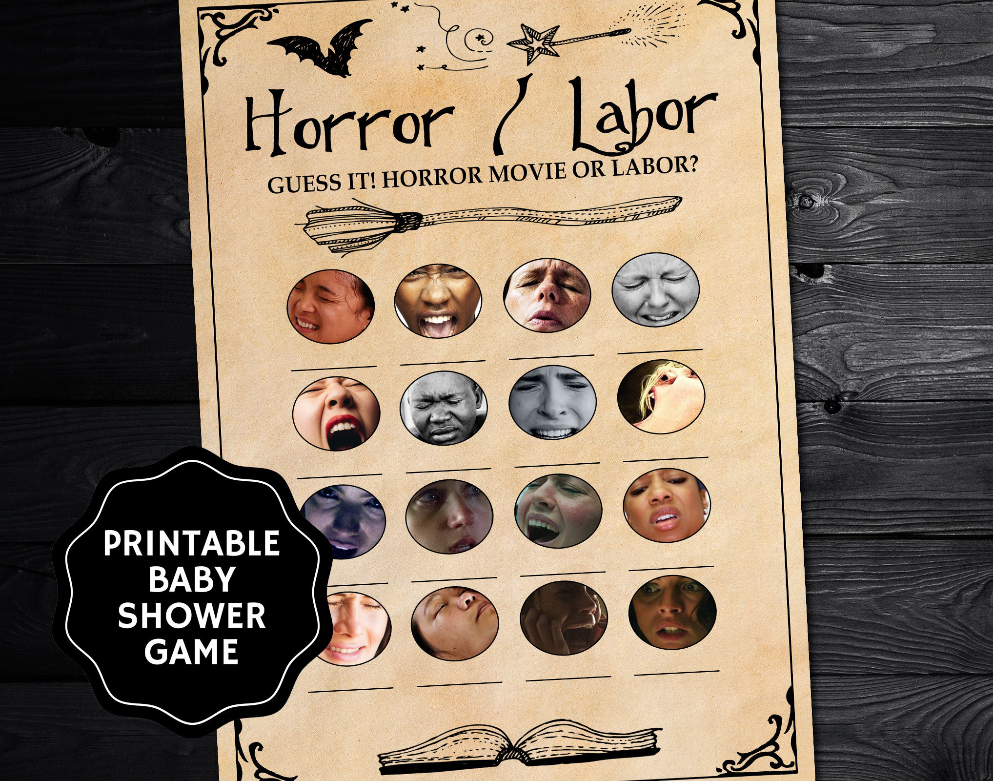 Horror or Labor Wizard Baby Shower Games Magical Baby Shower - Etsy Canada