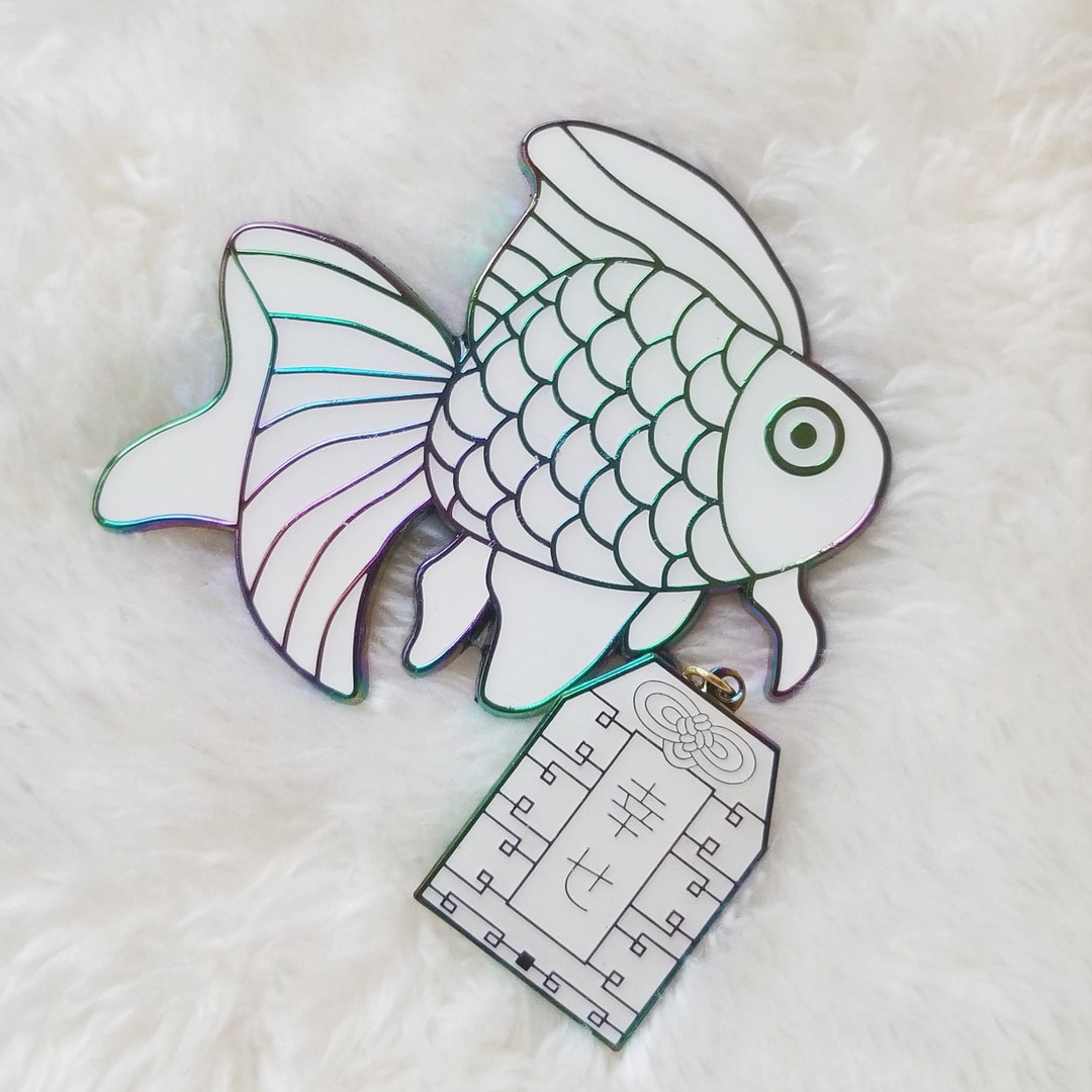 Lucky Carp Enamel Pins | Rainbow Fish + Happiness Omamori - Etsy