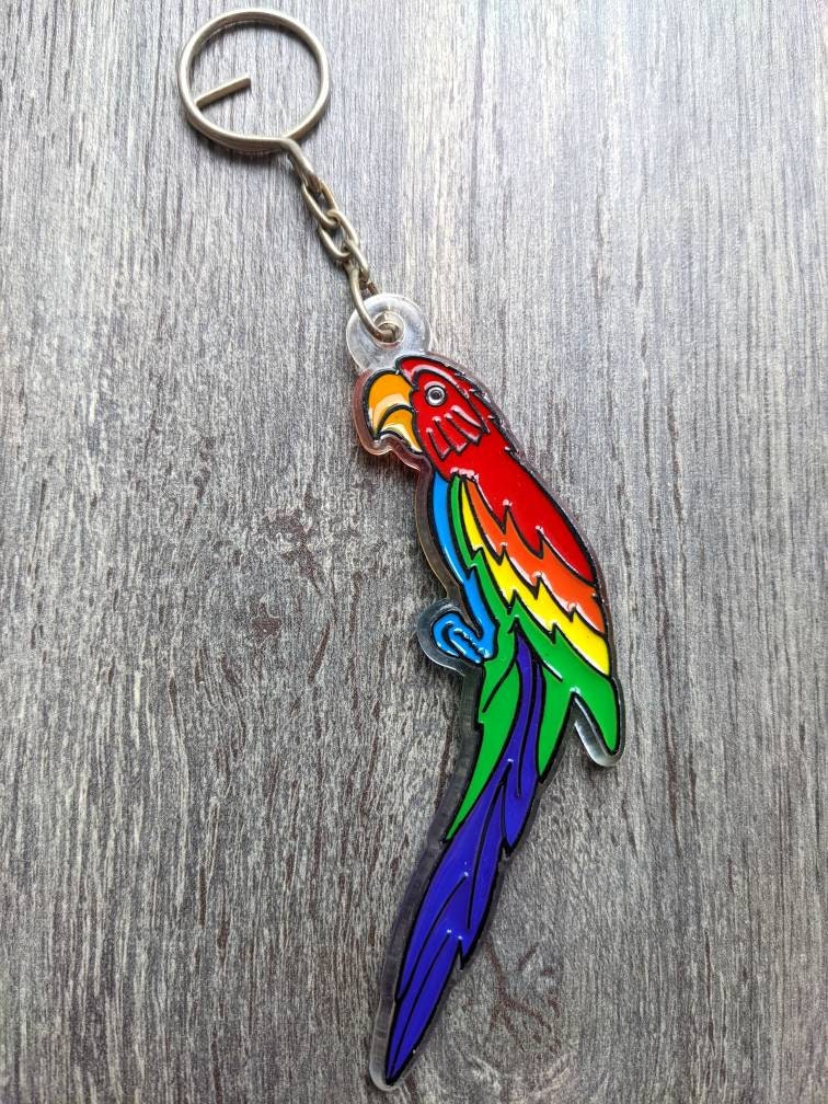 Vintage Parrot Keyring XL Stained Glass Effect Plastic Parrot - Etsy UK