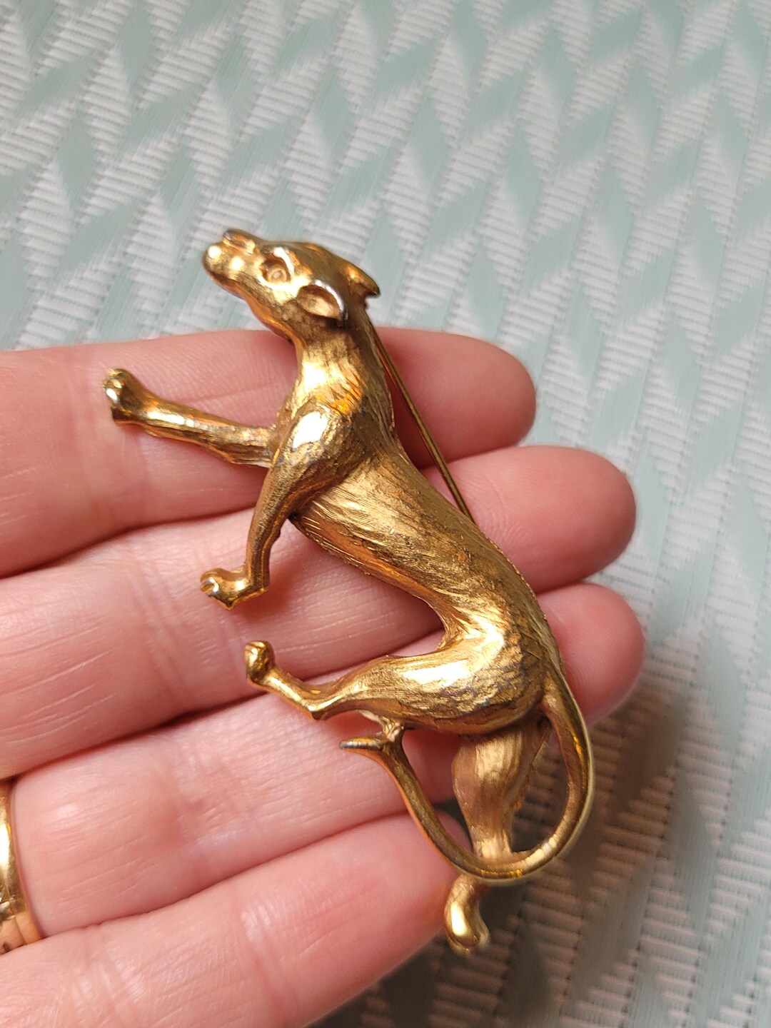 Vintage Gold Plated Panther Brooch, Panther Gift Leopard Gift Cheetah ...