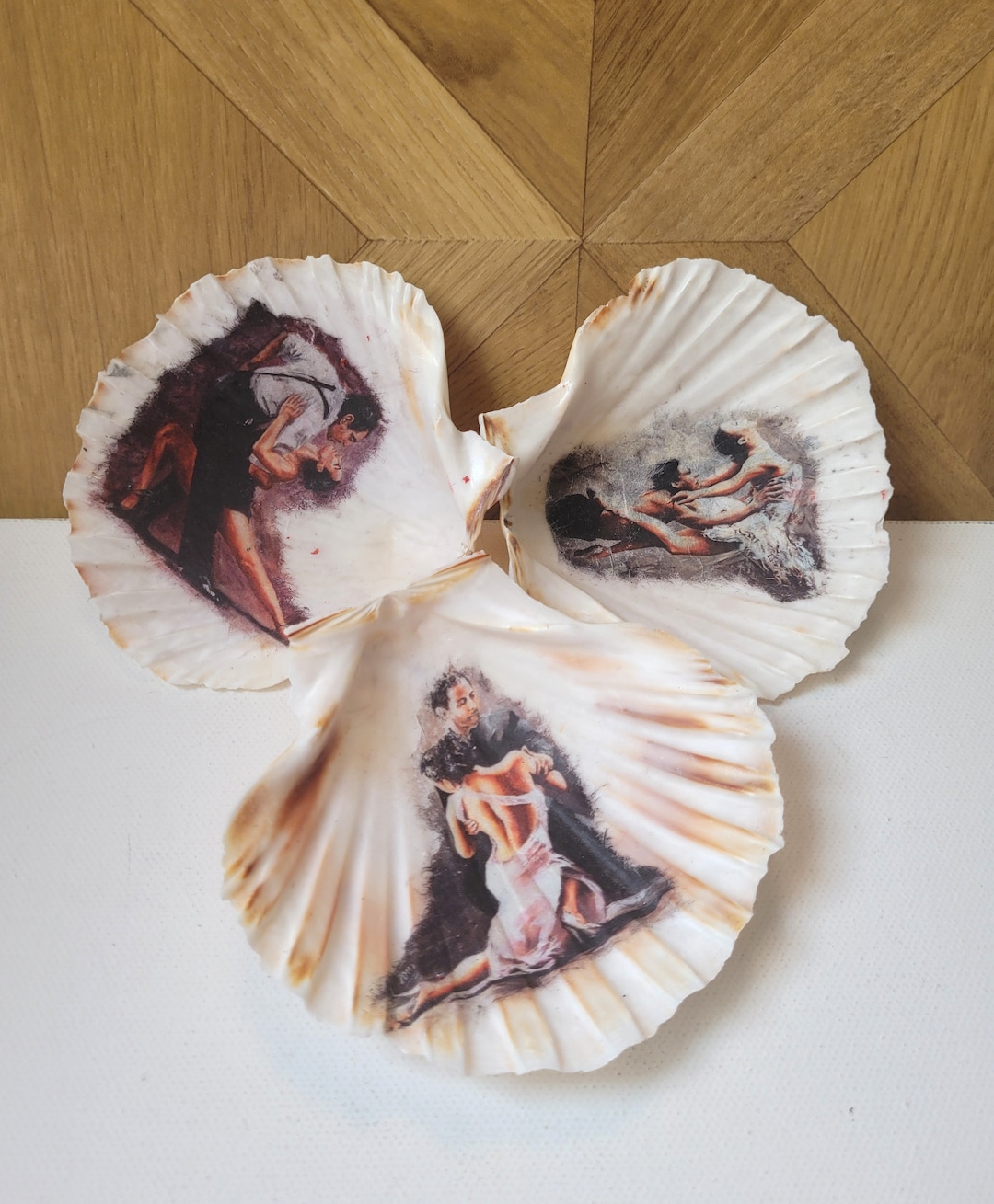 Vintage Scallop Shell Ornament Set X2 Lions Paw Real Sea Shells Large ...