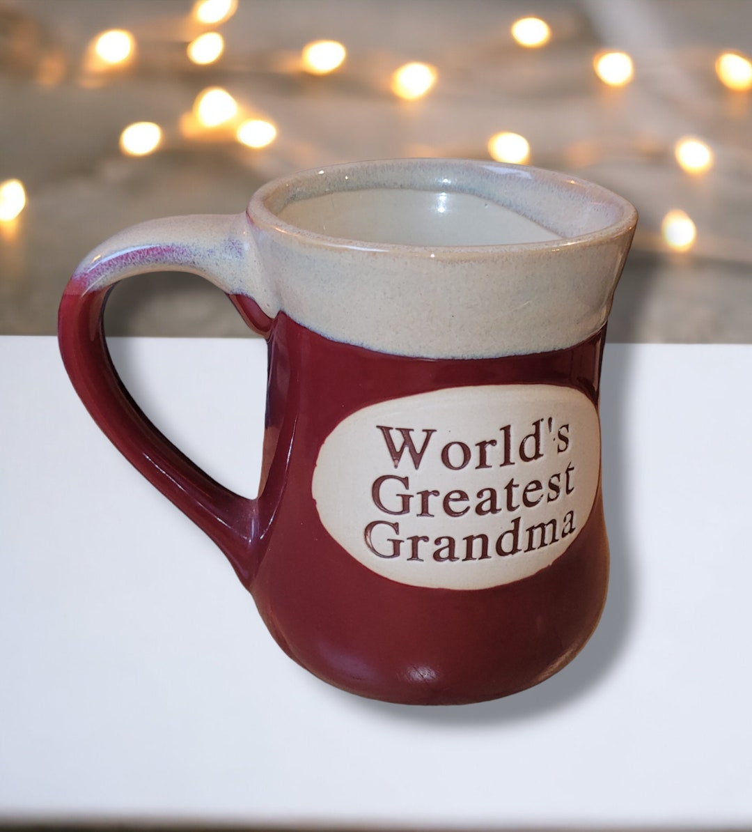 Vintage Stoneware Grandma Mug, Large Drip Glaze Mug, Grandma Gift ...