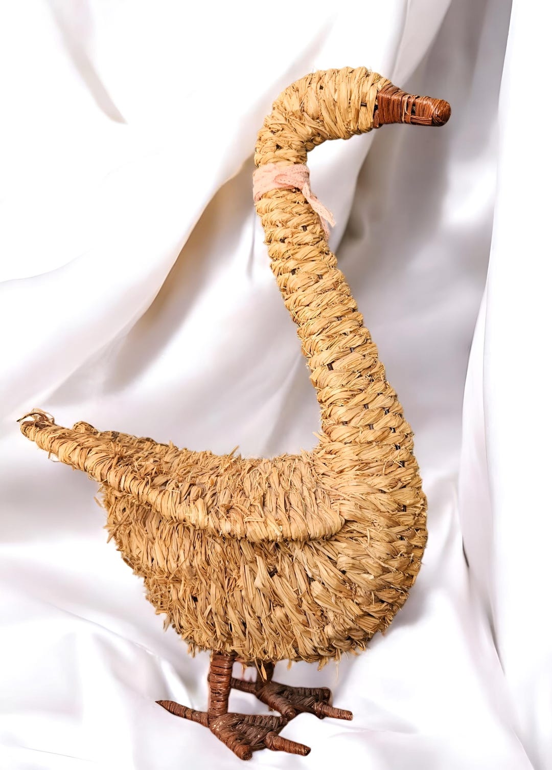 Vintage Handmade Wicker Standing LIFE SIZED Goose Sculpture Ornament ...