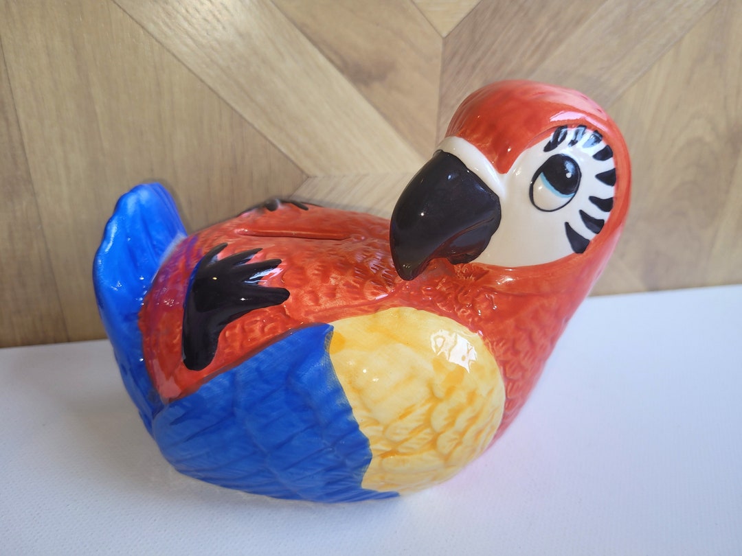 Vintage Ceramic Parrot Money Box, Gift for Her, Parrot Gift, Parrot ...