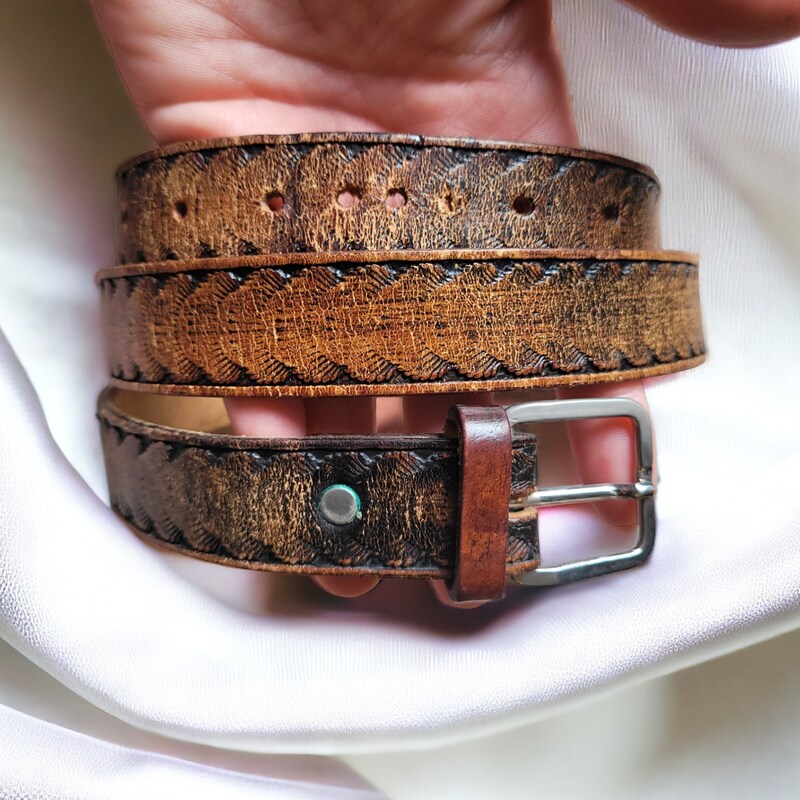 Vintage Leather Belt - Etsy