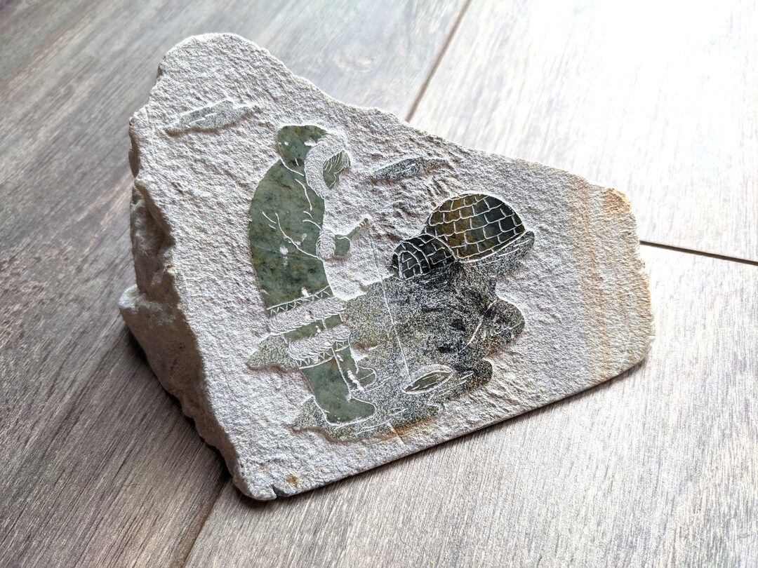 Vintage Sandstone Eskimo Paperweight Ornament, Inuit Gift Yupik, Gift ...