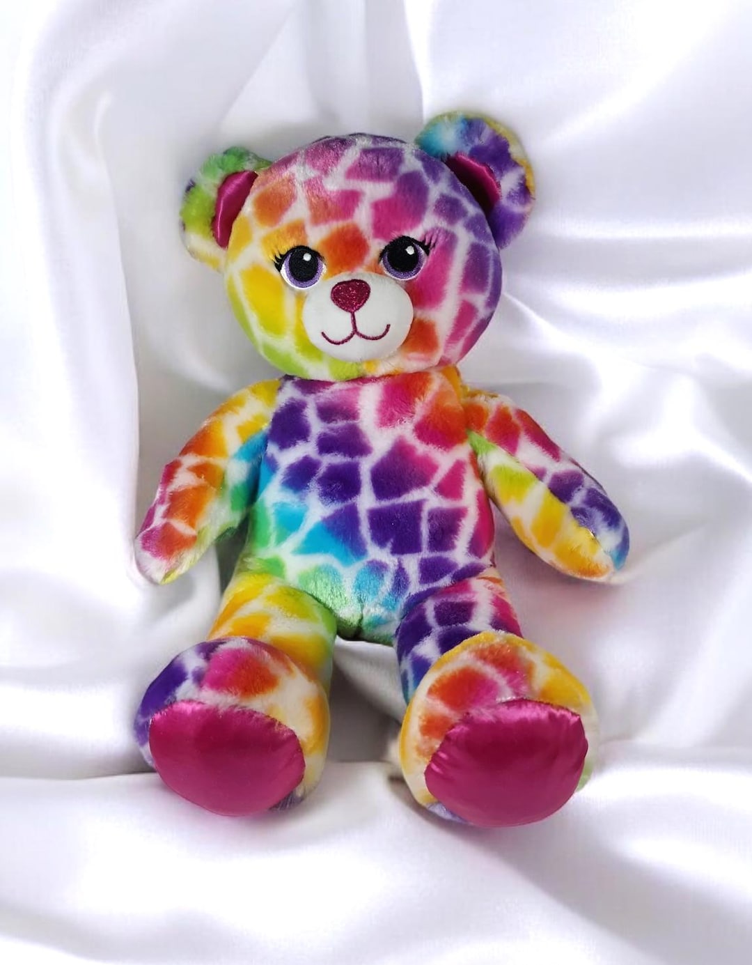 Vintage Build A Bear Raibow Leopard Print Teddy Bear Toy 40cm, Soft ...