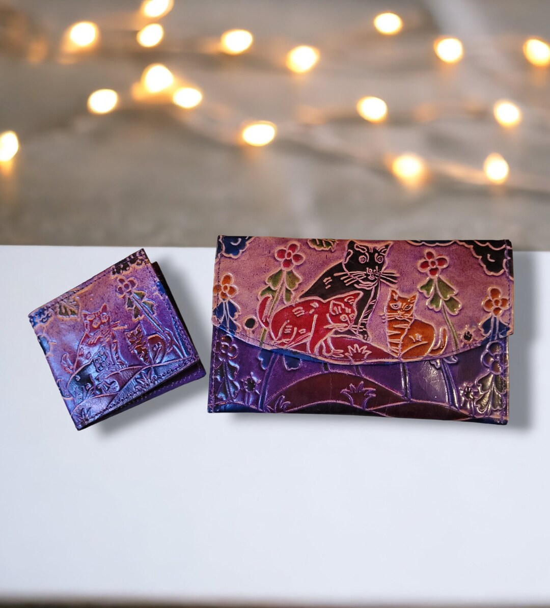 Vintage Cat Bag, Purple Cat Clutch Bag & Purse, Abstract Cat Gift for ...