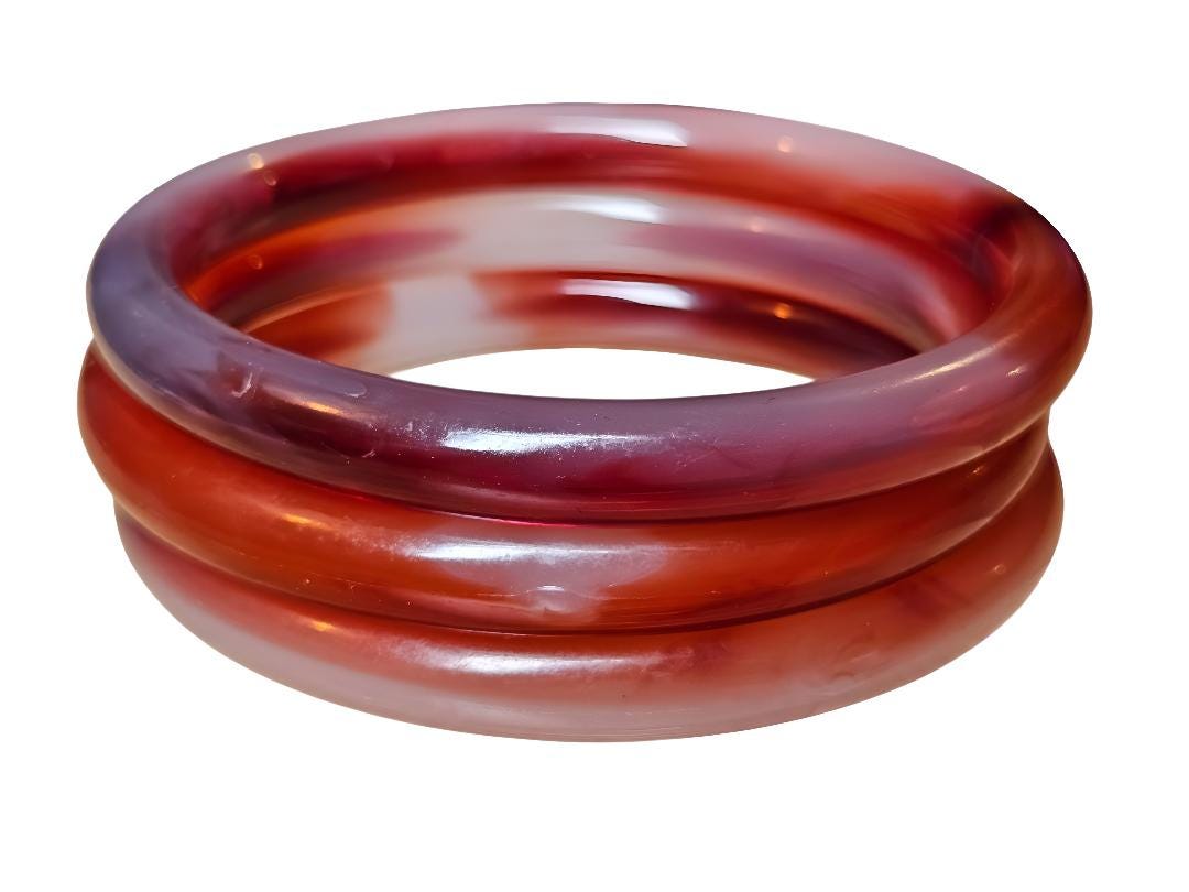 1960s Lucite Bangle Bracelet Stack: Apple Juice, Rust Red & Clear Retro ...