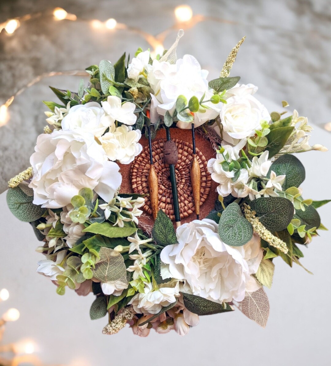 Handmade Memorial Wreath, Funeral Flowers, Faux Rose Wreath, Fishing ...