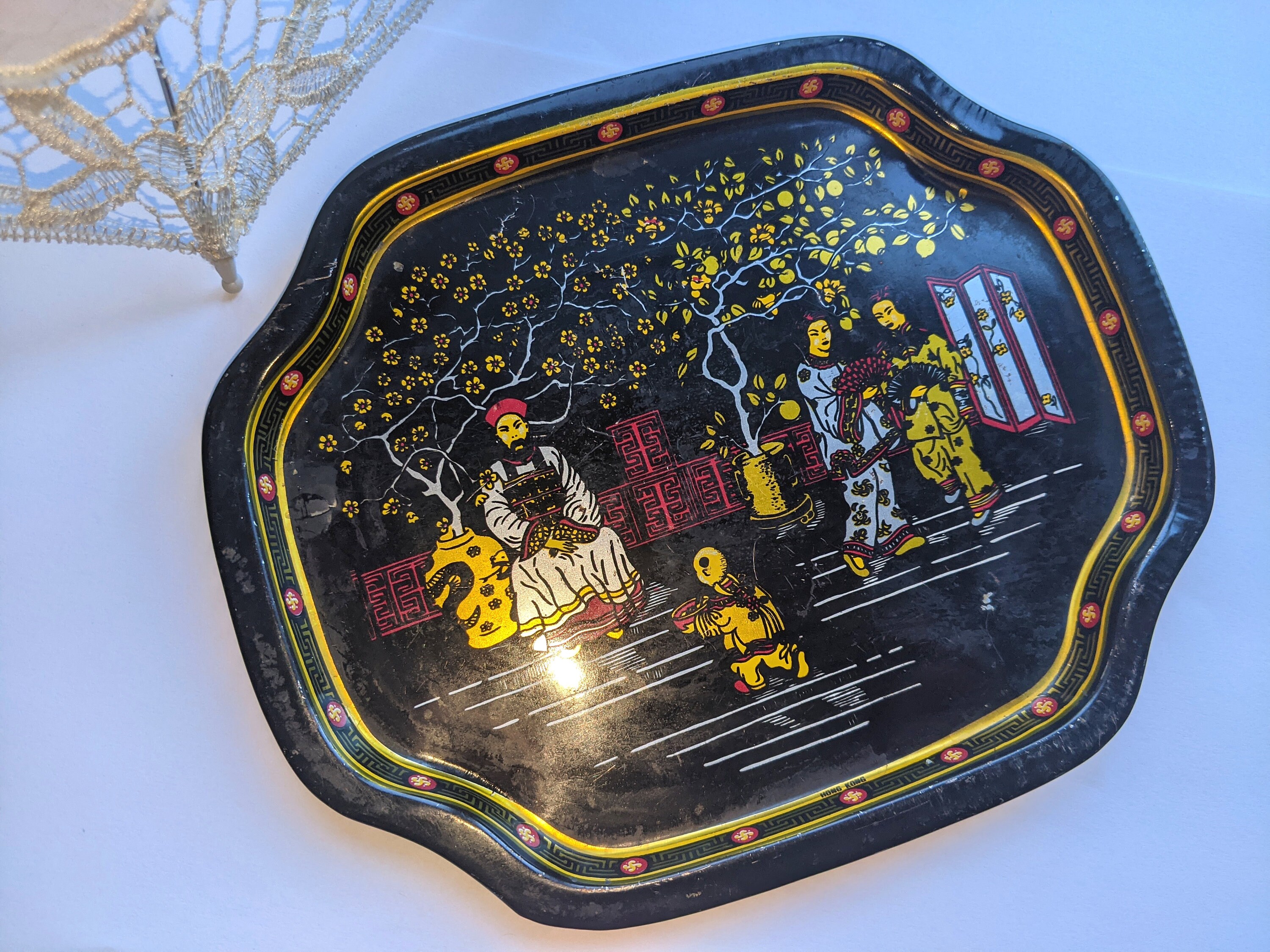 1920s Japanese Lithography Enamel Tray: Small Oriental Metal Platter - Etsy