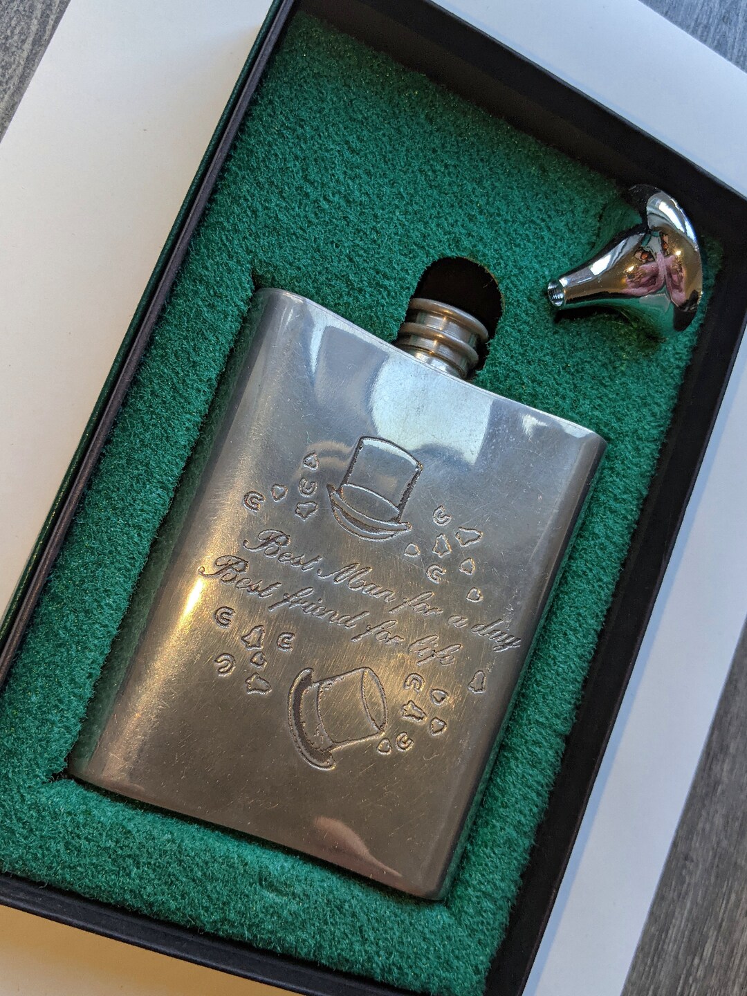 Vintage Pewter Best Man Hip Flask, Personalizable Drinks Bottle Canteen ...