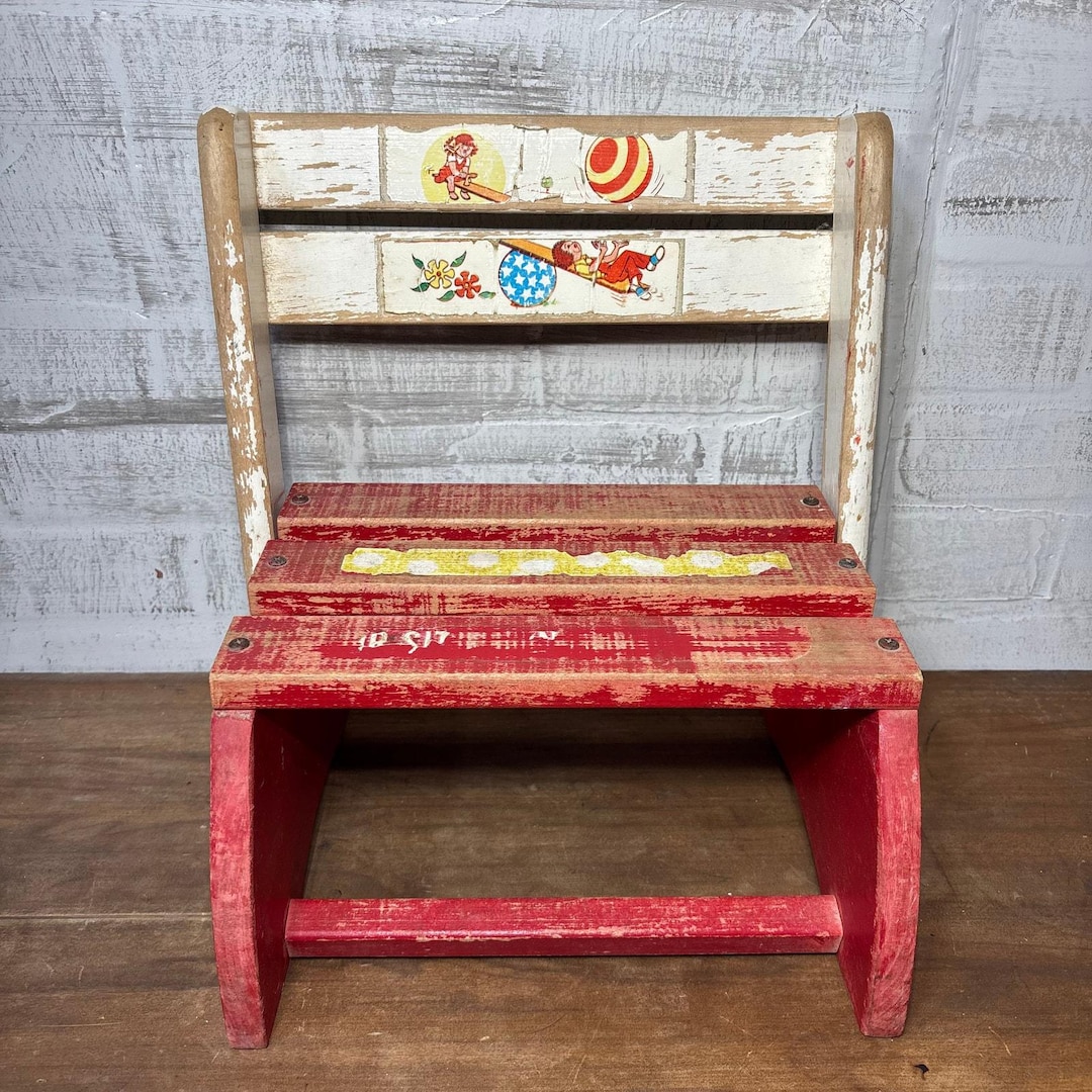 Vintage Wooden Folding Step Stool/ Chair - Etsy