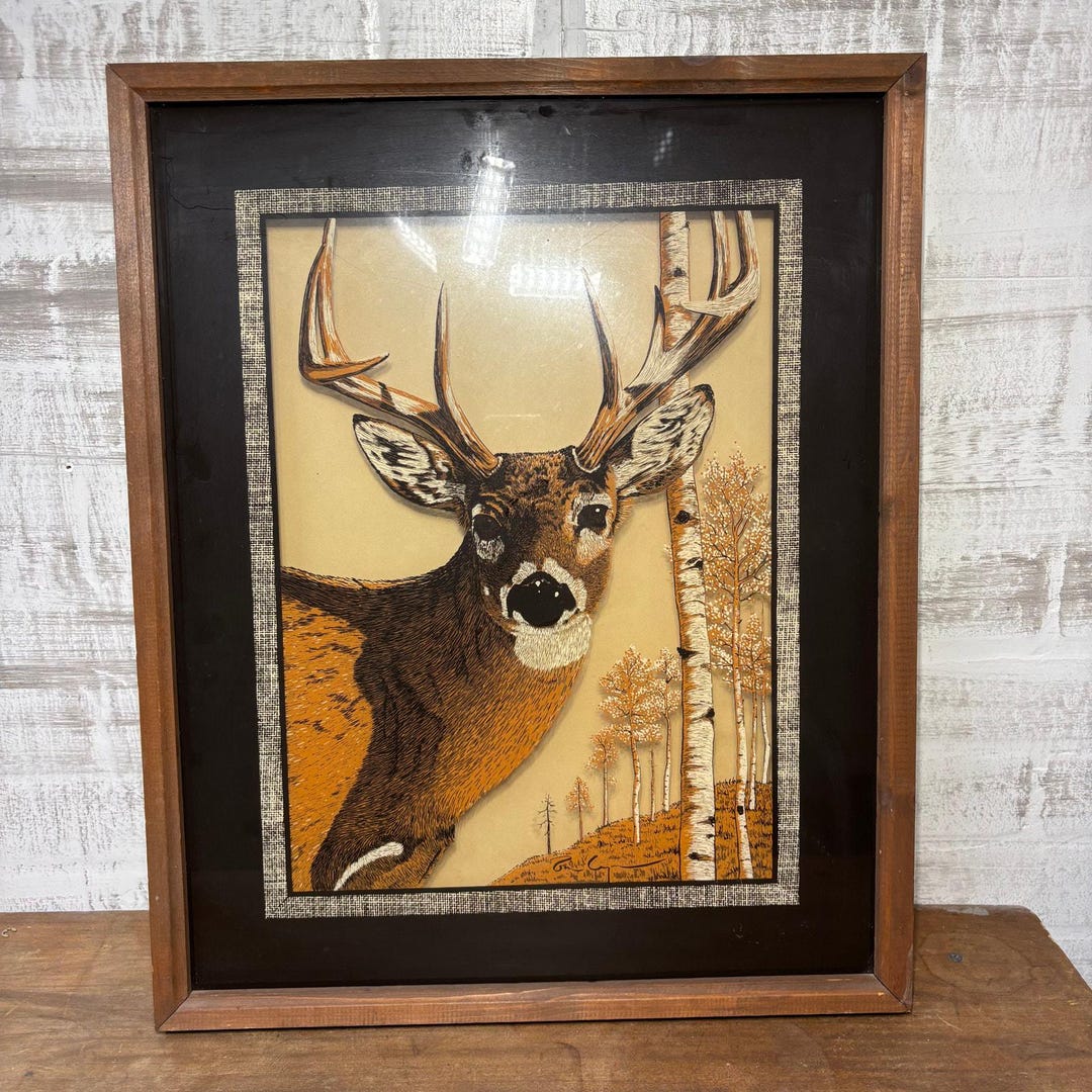 Vintage Tom Cryer Man Cave Deer Framed Picture 1978 - Etsy