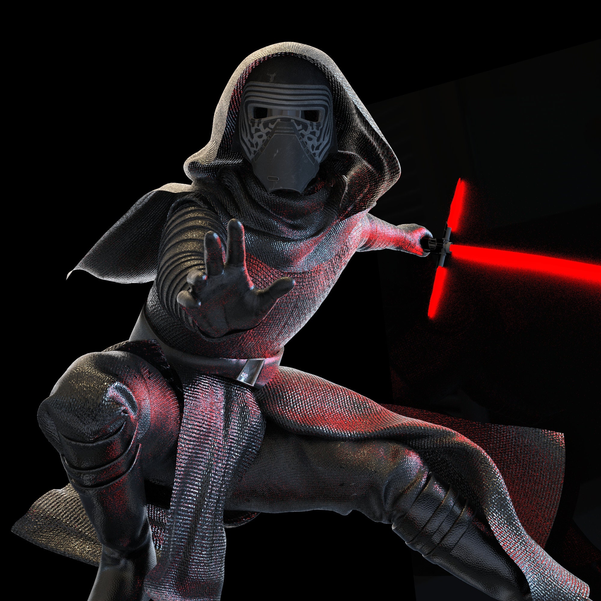 Kylo Ren Wearable Helmet And Lightsaber Cracked Version Inside Etsy