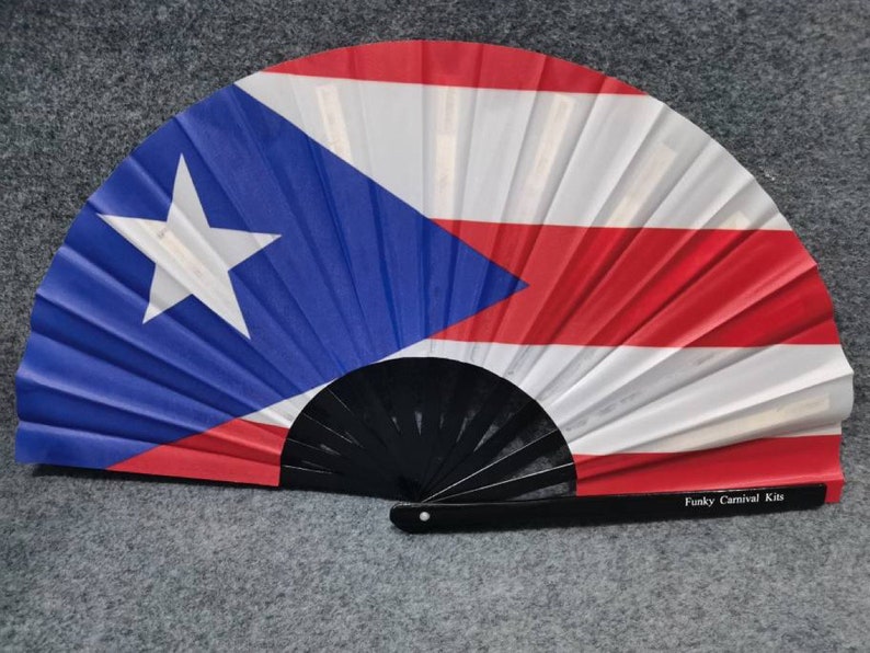 Puerto Rico Flag Folding Hand Fancaribbean Carnival - Etsy