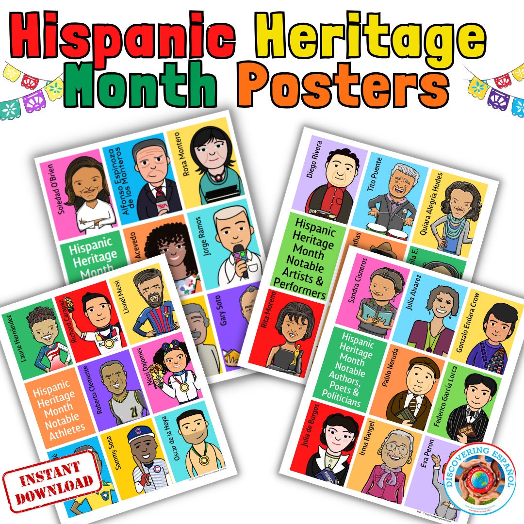 Hispanic Heritage Month 8 Colorful Postersdigital Download - Etsy