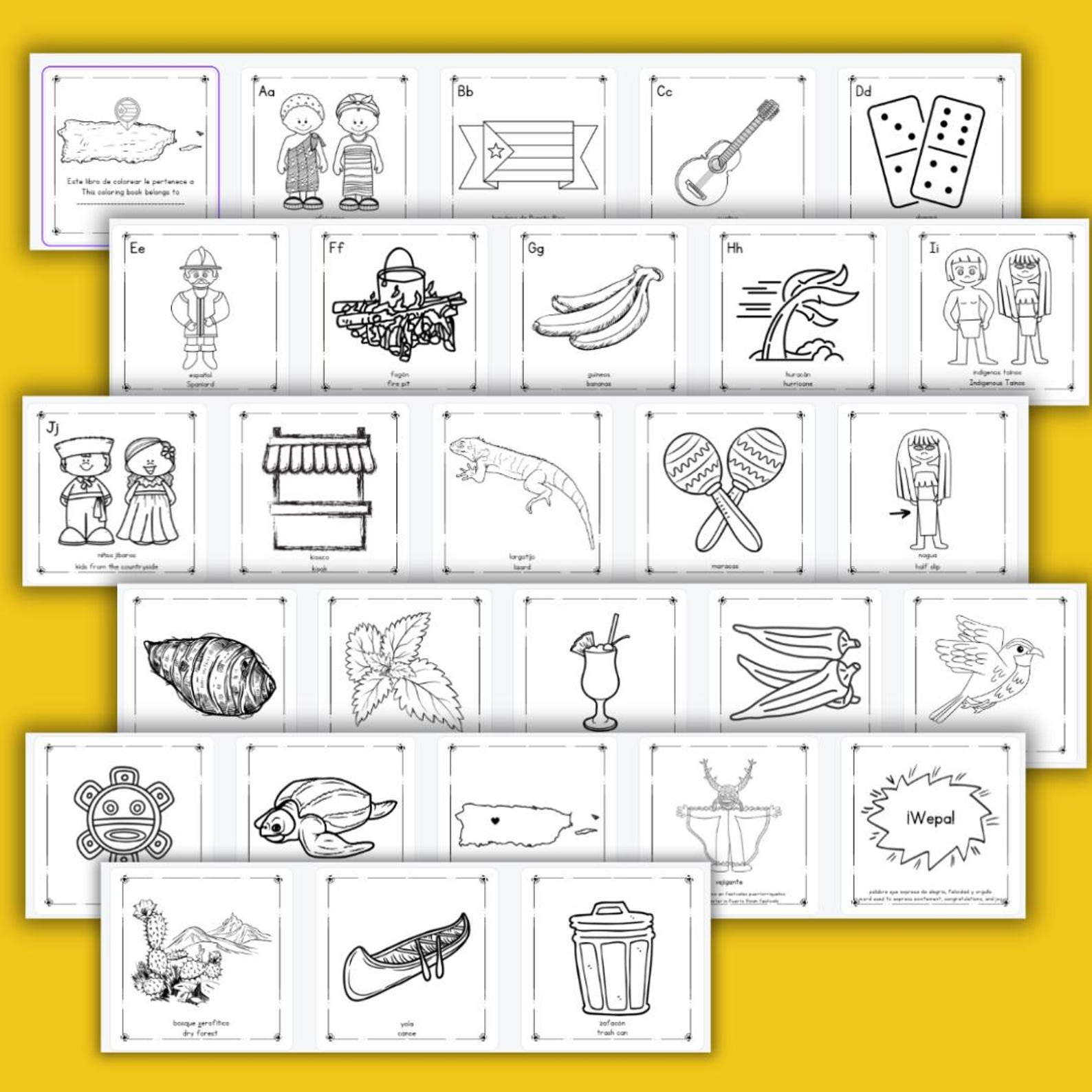 Puerto Rico ABC Coloring Book: Bilingual Spanish and English - Etsy