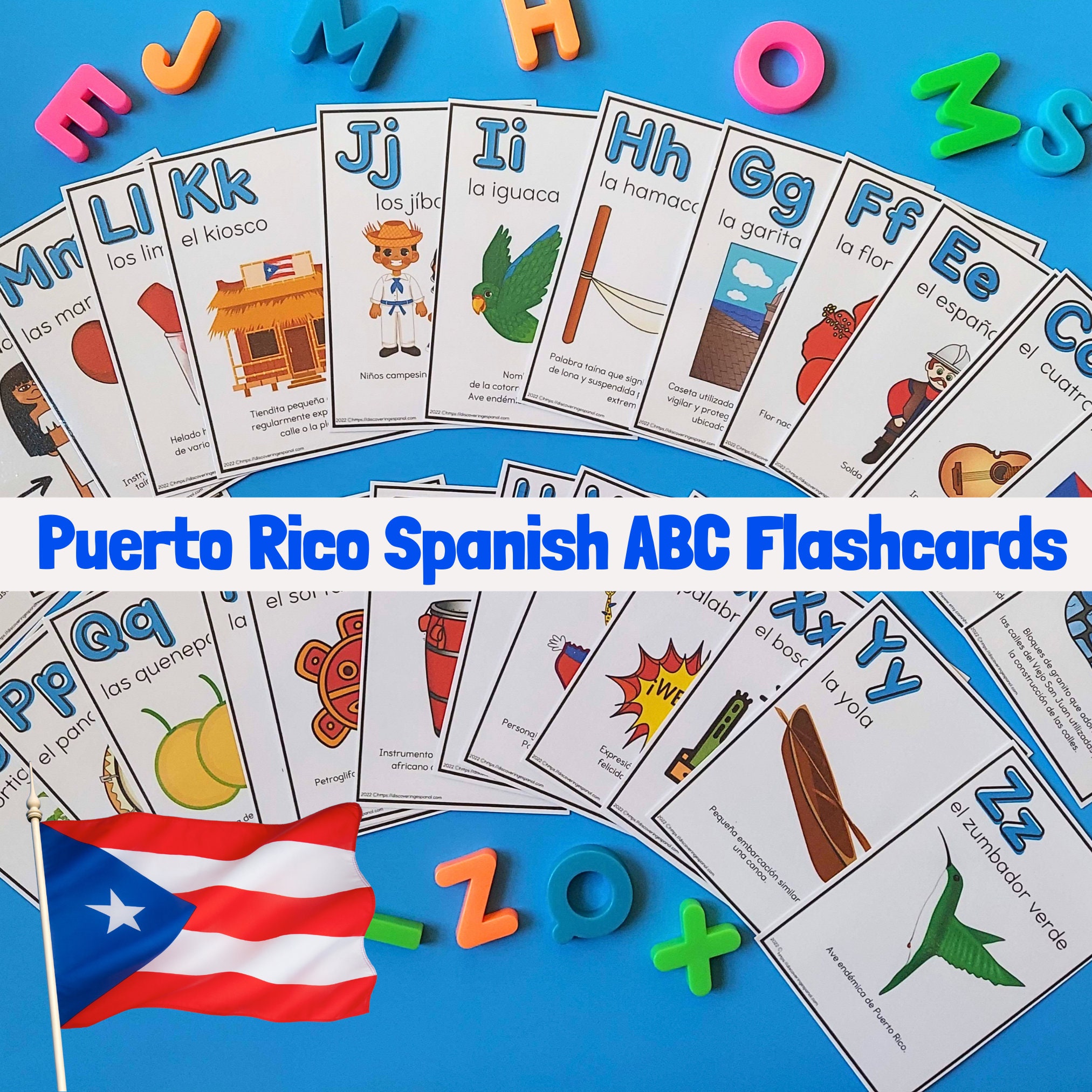 Puerto Rico Alphabet ABC Cards Spanish ABC - Etsy