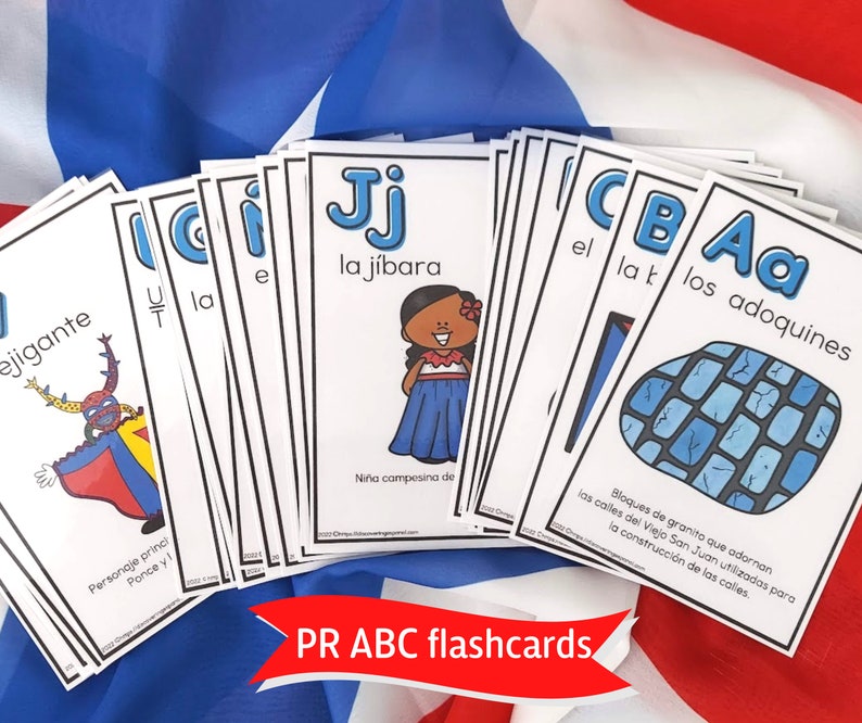 Puerto Rico Alphabet ABC Cards Spanish ABC - Etsy