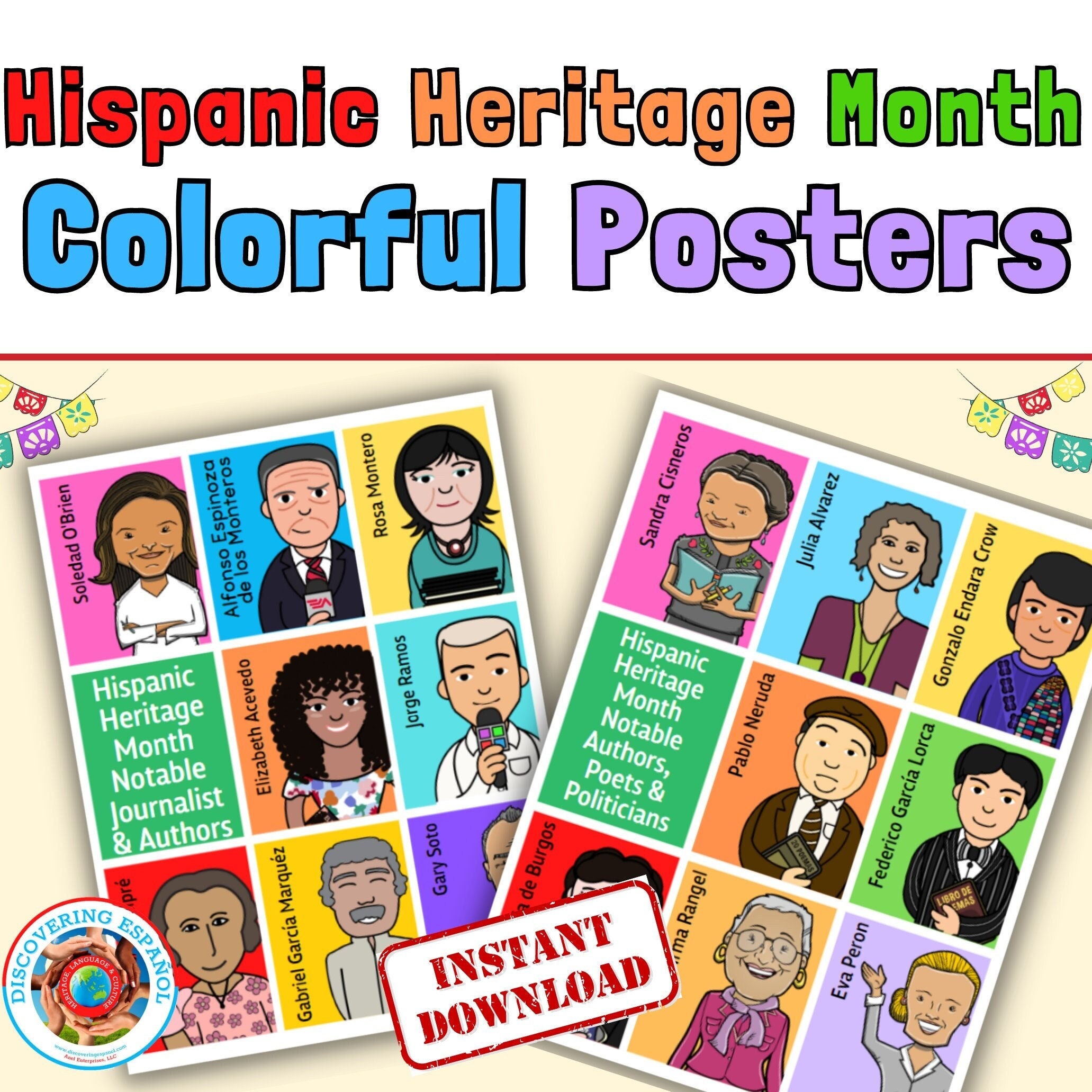 Hispanic Heritage Month 8 Colorful Postersdigital Download - Etsy