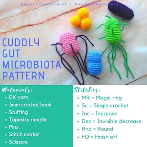 Bacteria Plush, Beginner Crochet Pattern, Biology Plushie - Cuddly Gut ...