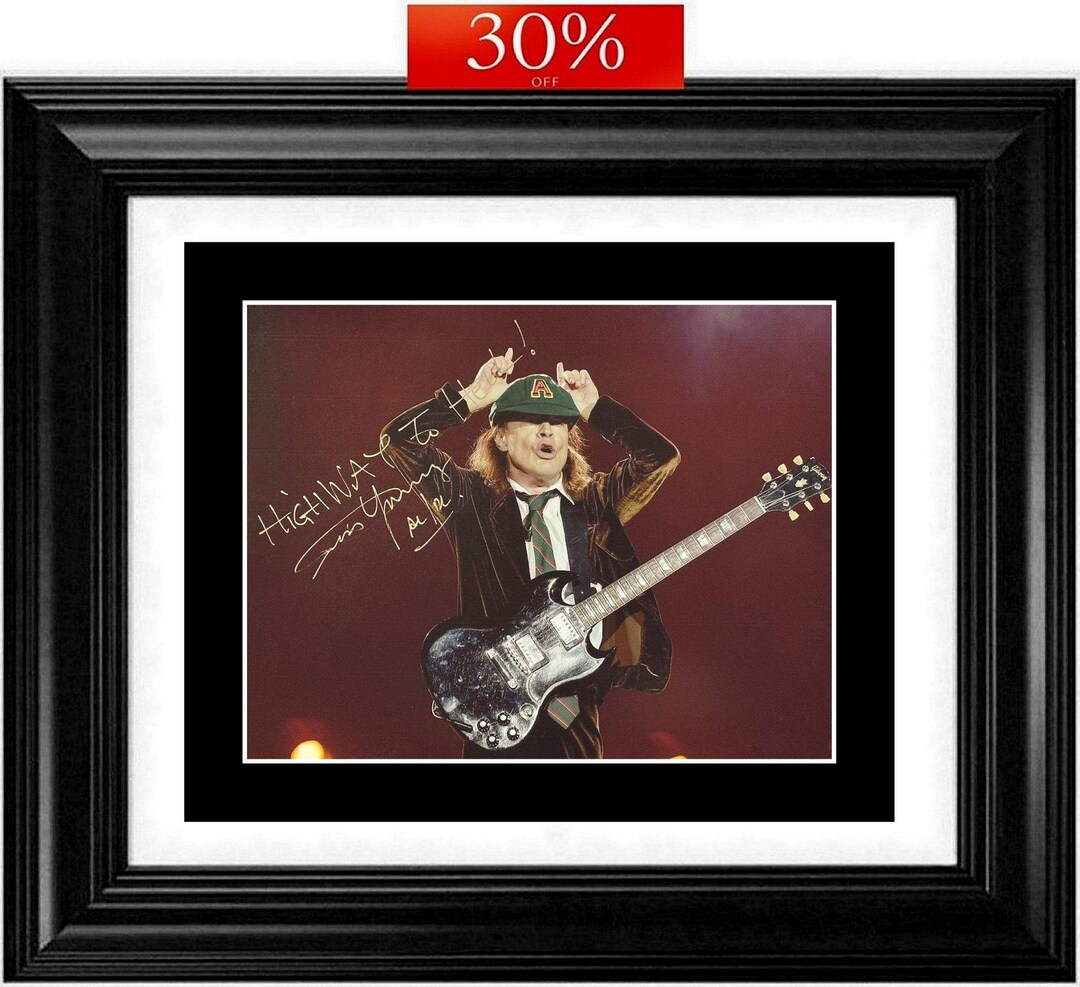 AC/DC - Angus Young - Rock Guitar Legend - Genuine Hand Signed ...
