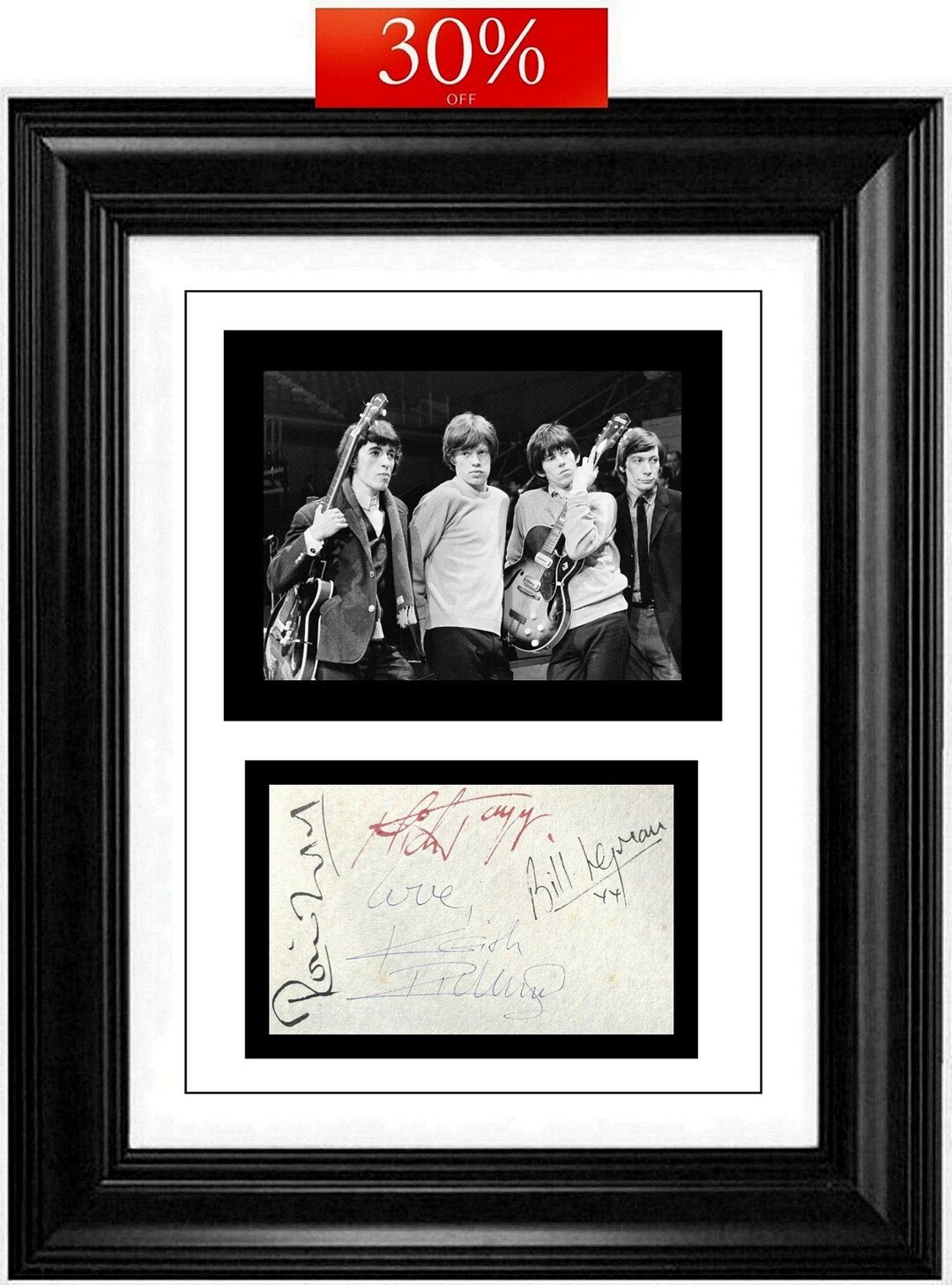 Rolling Stones - Rare - Full Band - Rock Legends - Genuine Hand Signed ...