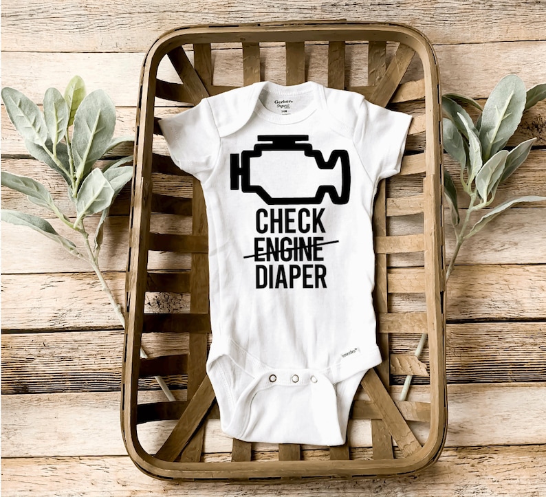 Check Engine/diaper Onesie Funny Auto Onesie Mechanic - Etsy