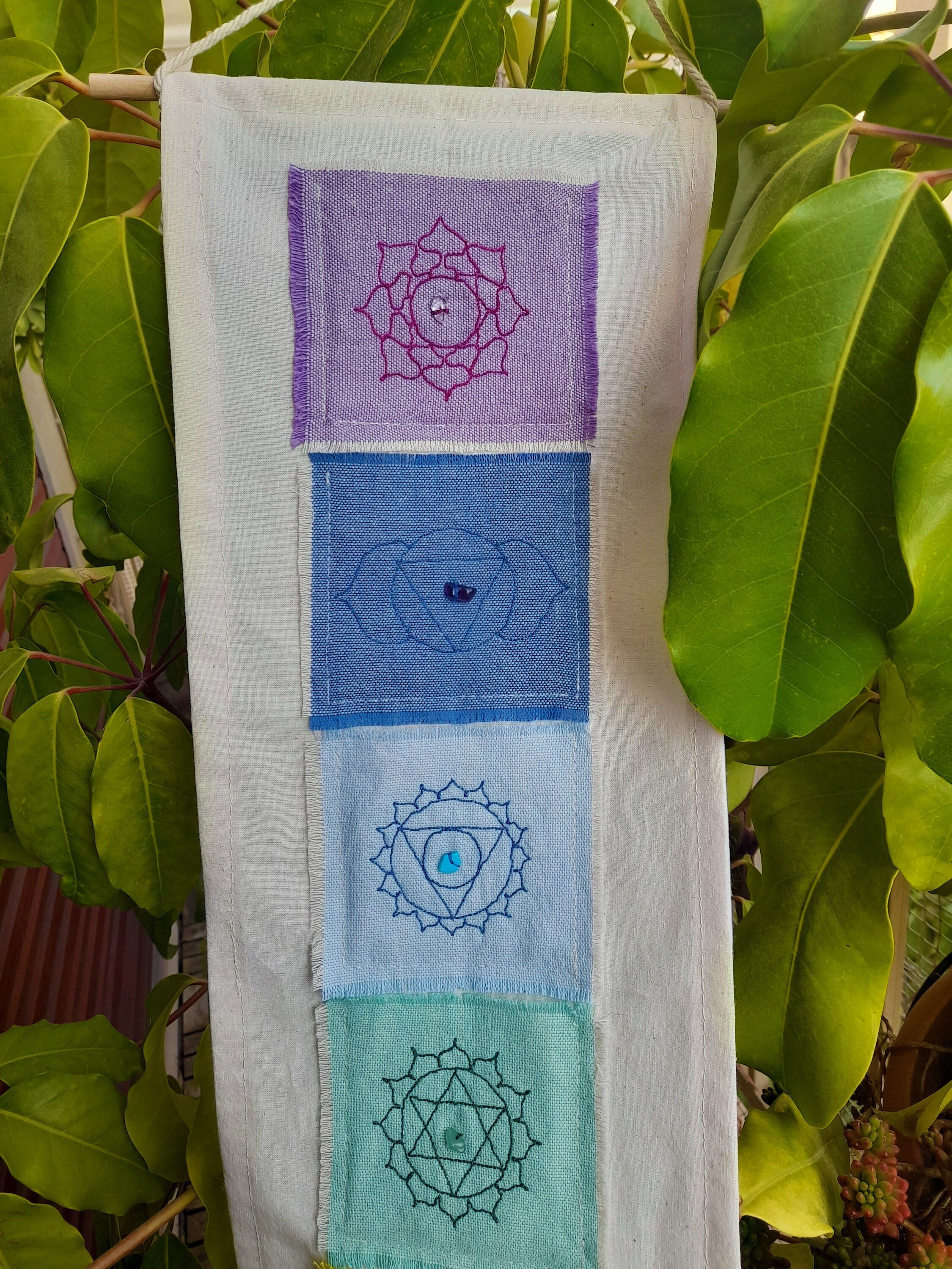 Chakra Banner: Unique Handmade 7 Chakra Wall Hanging Embroidered With ...