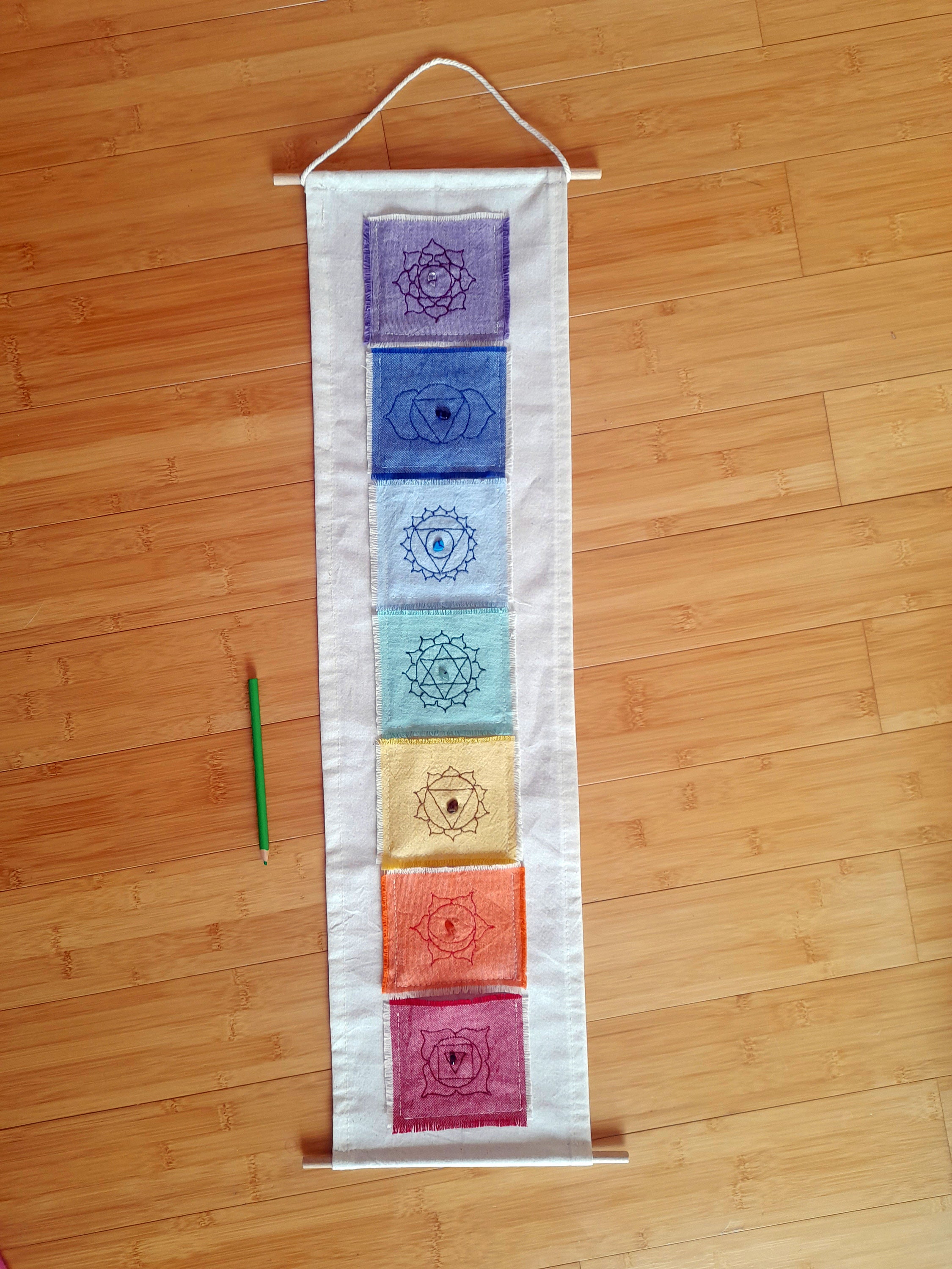 Chakra Banner: Unique Handmade 7 Chakra Wall Hanging Embroidered With ...