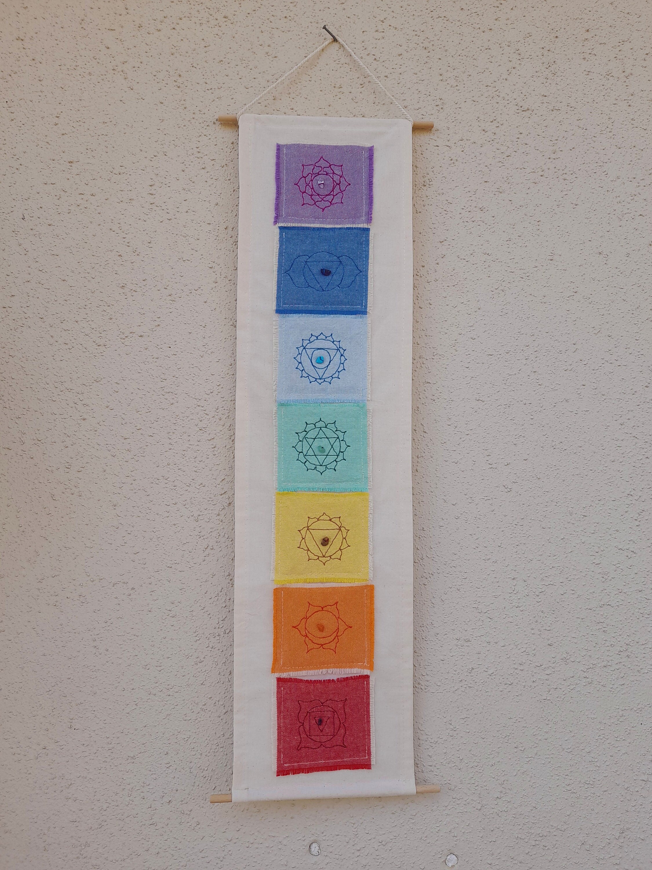 Chakra Banner: Unique Handmade 7 Chakra Wall Hanging Embroidered With ...