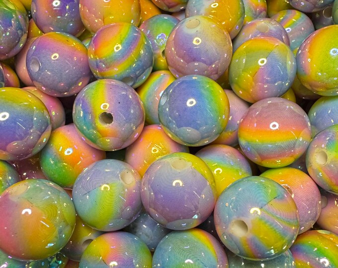 16MM Pastel Rainbow Beads- for Pens, Keychains and Beadable Items- Pack ...