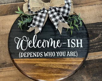Welcomish Round Door Sign - Etsy