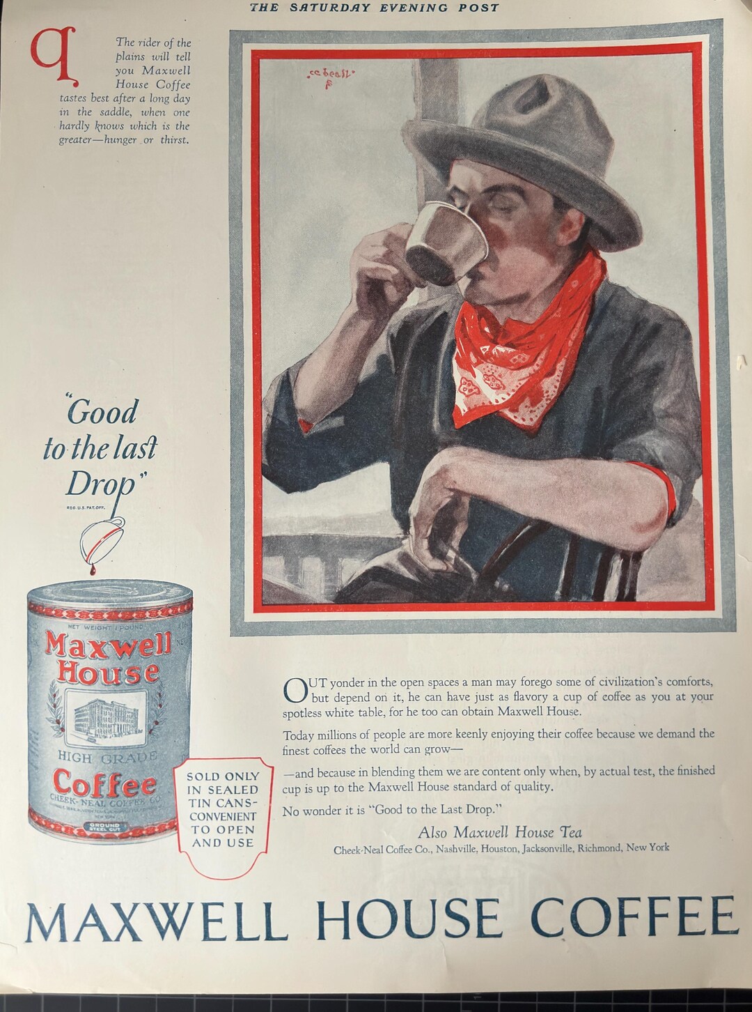 Rare Vintage 1924 Maxwell House Coffee Print Ad - Etsy