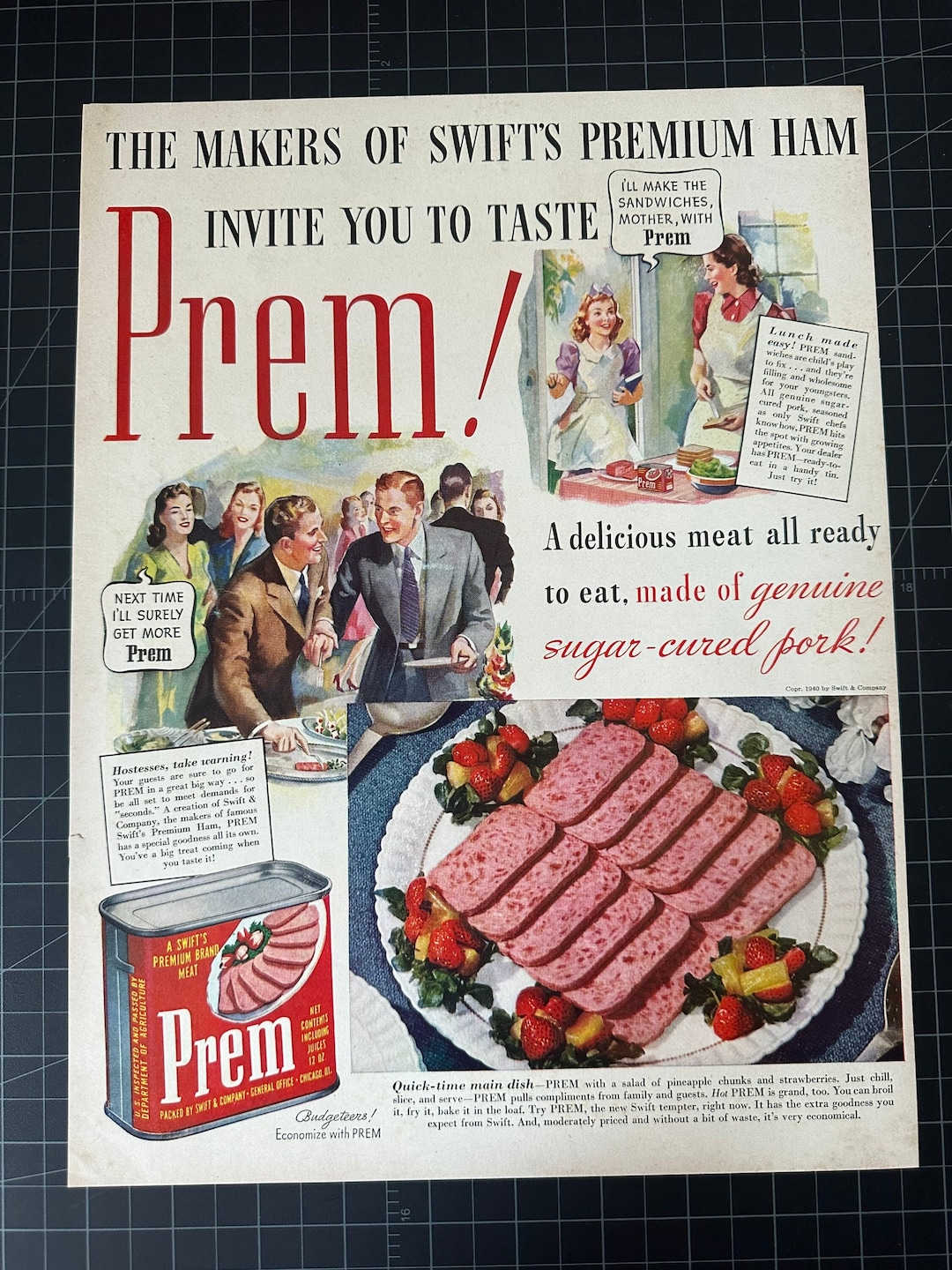 Vintage 1940 Prem Print Advertisement - Etsy