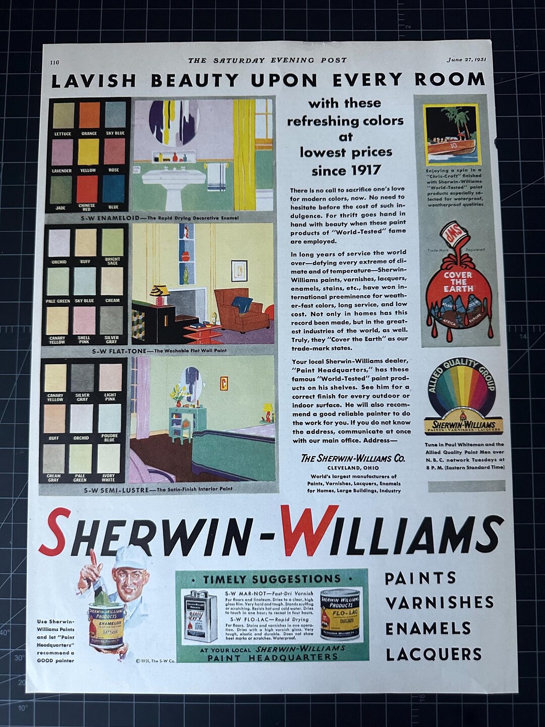 Vintage 1931 Sherwin-williams Paint Print Ad - Etsy