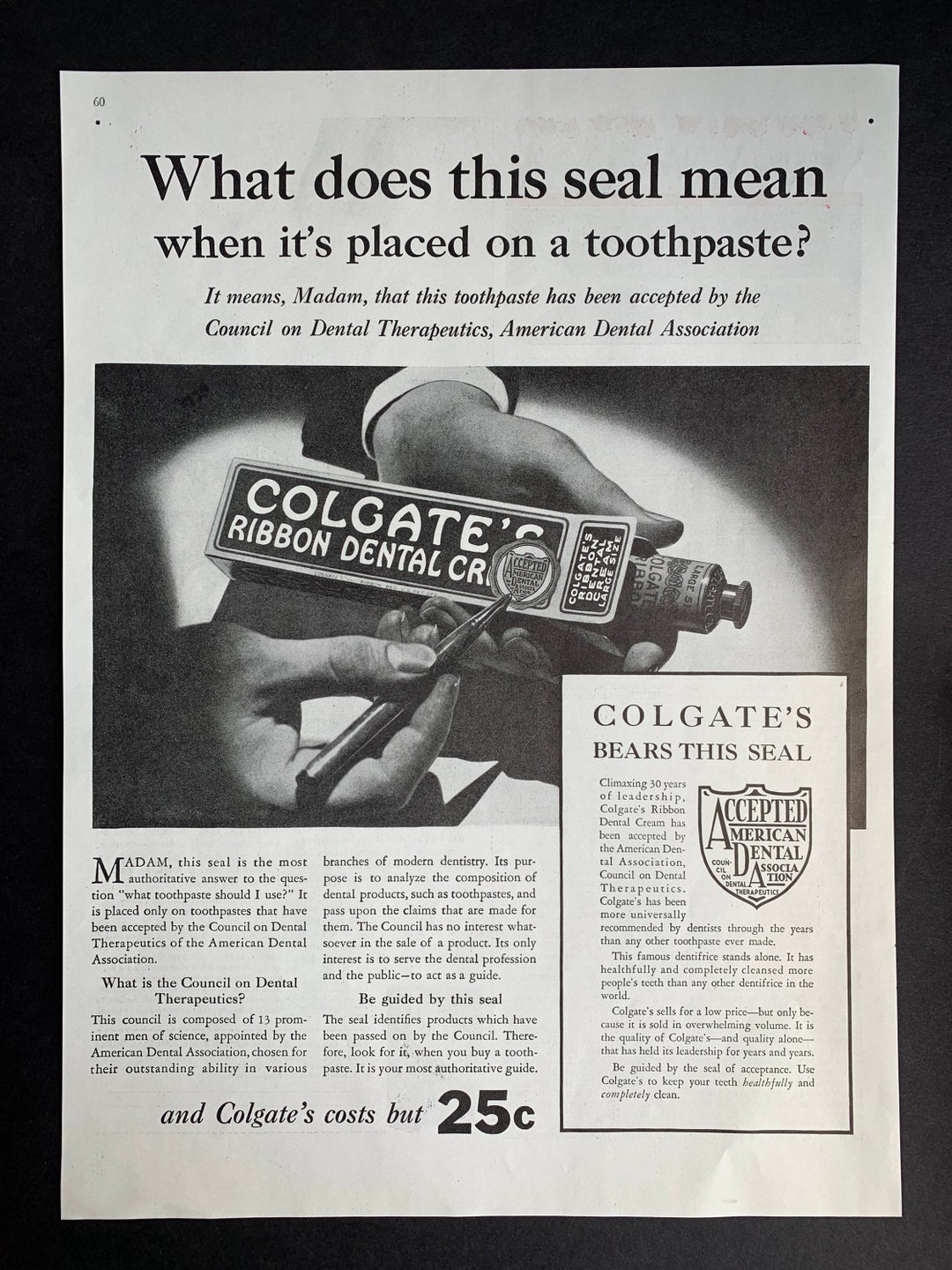 Vintage 1931 Colgate’s Toothpaste Print Advertisement - Etsy