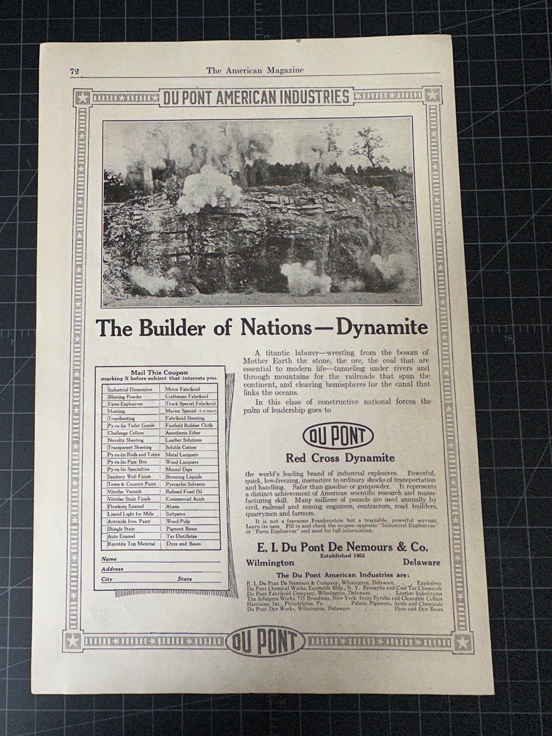 Vintage 1918 Dupont Dynamite Print Advertisement - Etsy