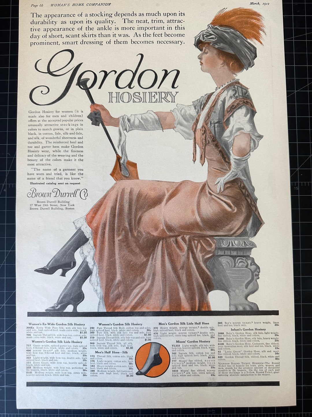 Rare Antique 1912 Gordon’s Hosiery Print Advertisement - Etsy