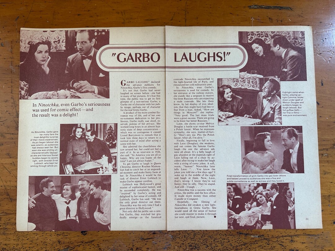 Rare Vintage 1930s 2-page Greta Garbo Magazine Portrait - Etsy