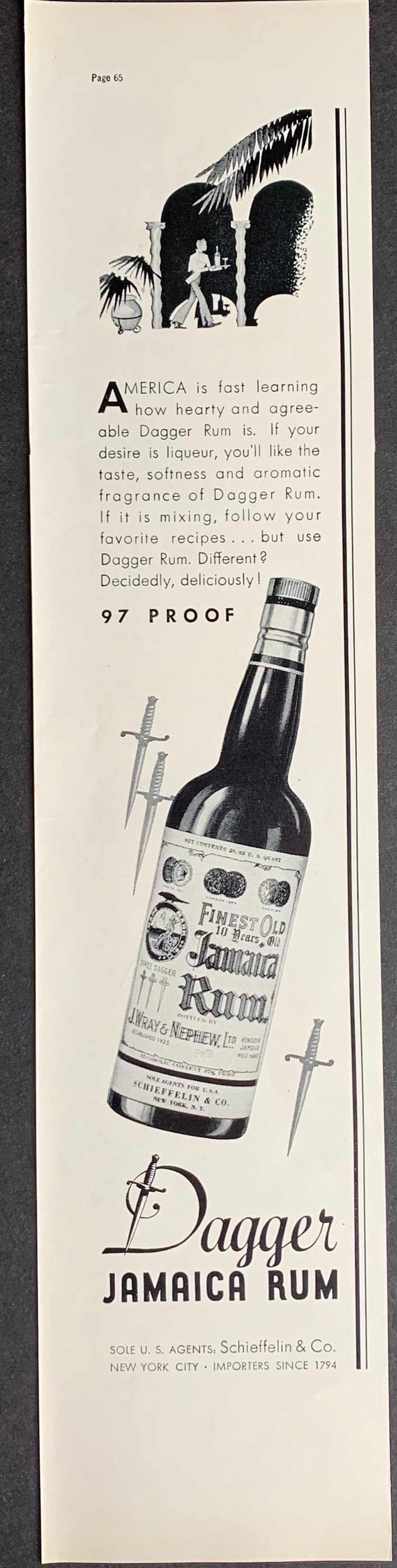Vintage 1930s Dagger Jamaica Rum Print Ad - Etsy