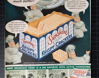 1958 SUNSHINE HI HO Crackers Cracker Snack Food Vintage Print Ad - Etsy