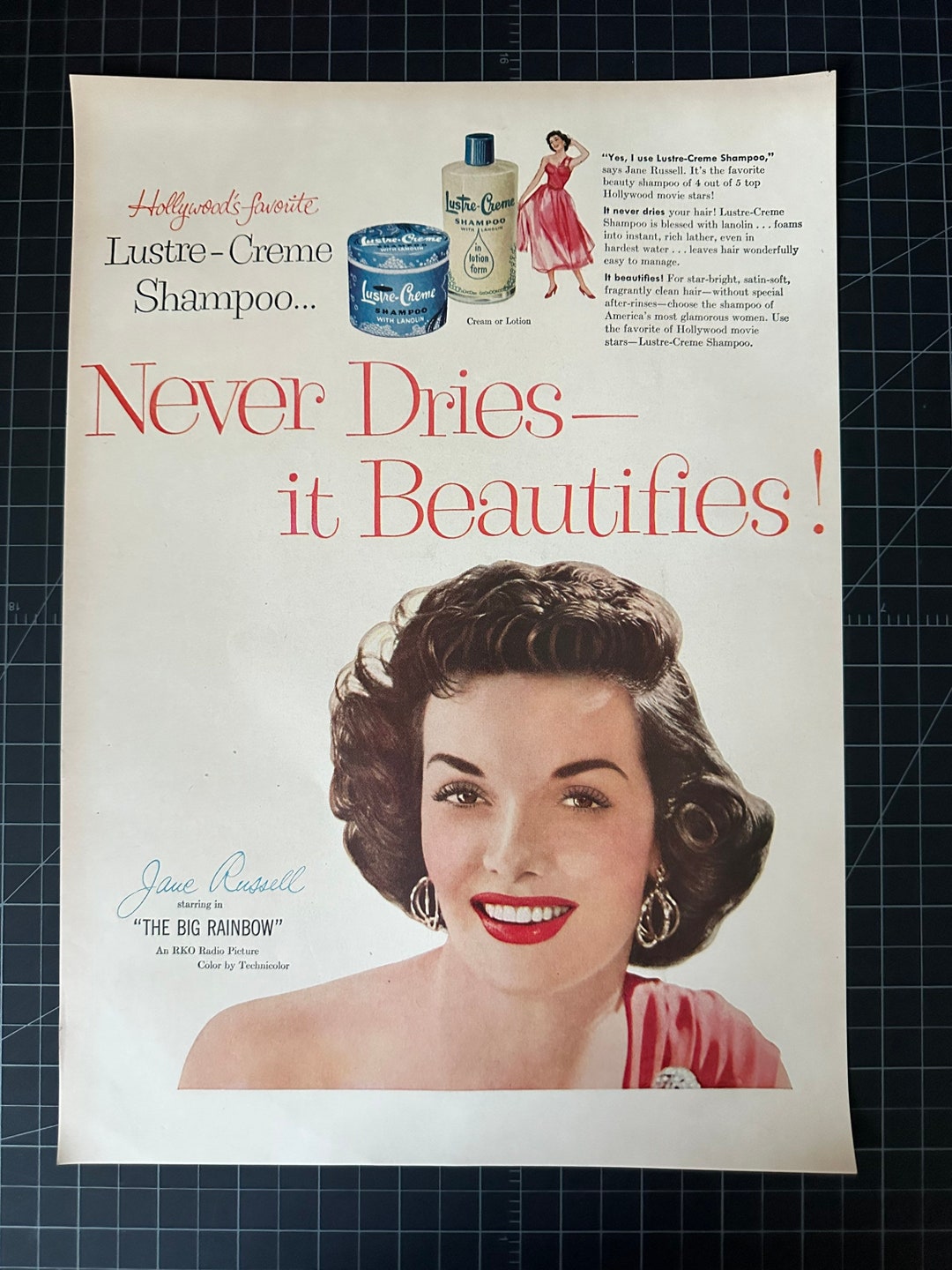 Vintage 1950s Lustre-cream Shampoo Print Ad - Jane Russell - Etsy