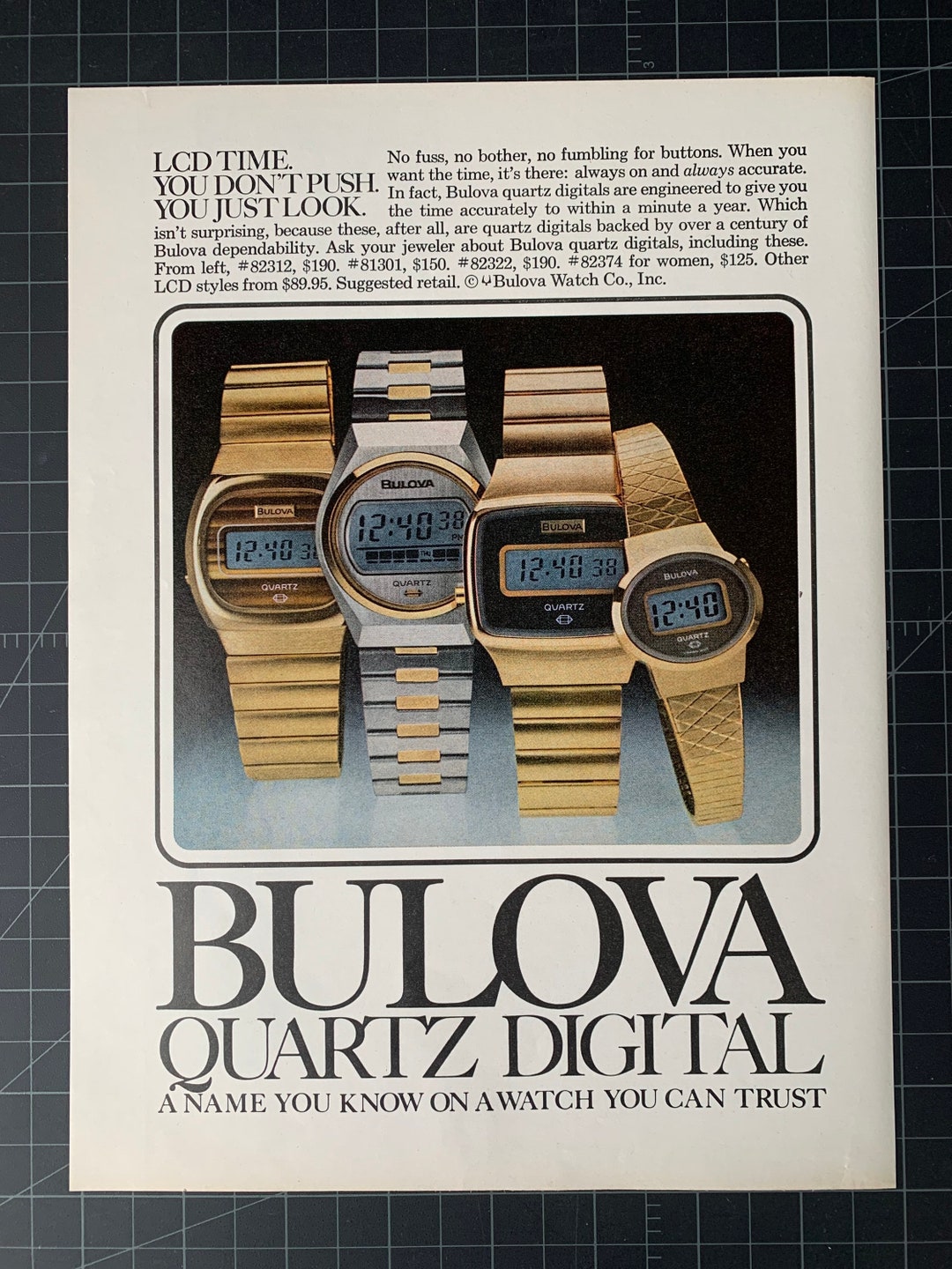 Vintage 1970s Bulova Quartz Digital Watch Print Advertisement - Etsy